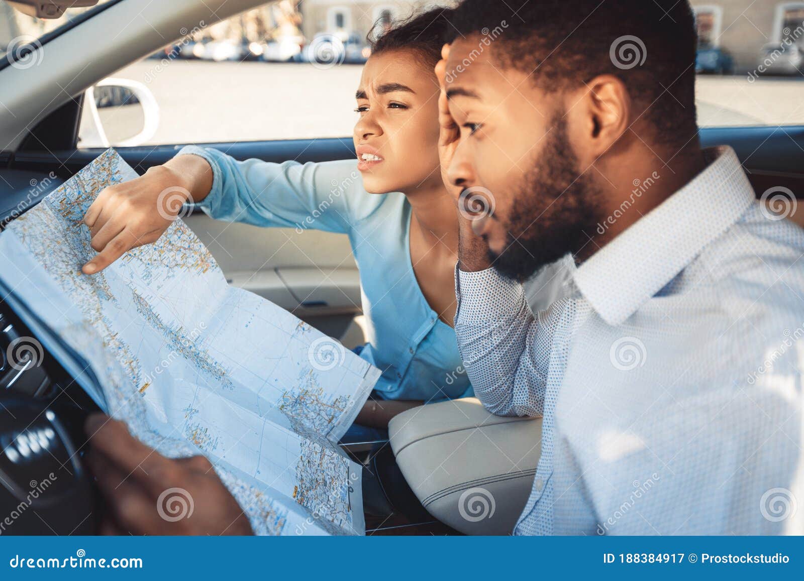 African Spouses Got Lost during Car Trip Travelling on Vacation Stock ...