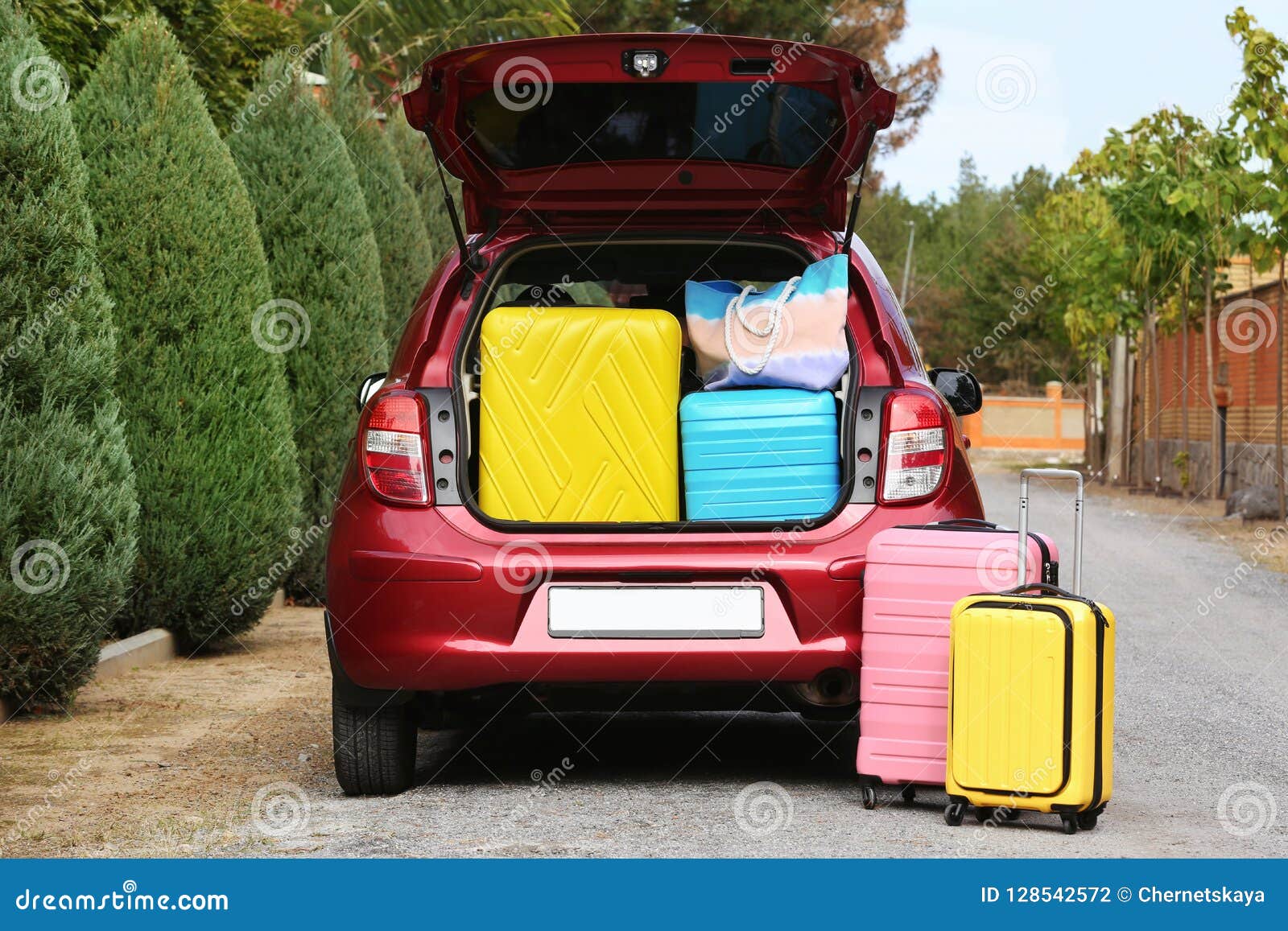 Car Trunk Fully Loaded with Suitcases Stock Photo - Image of suitcase ...