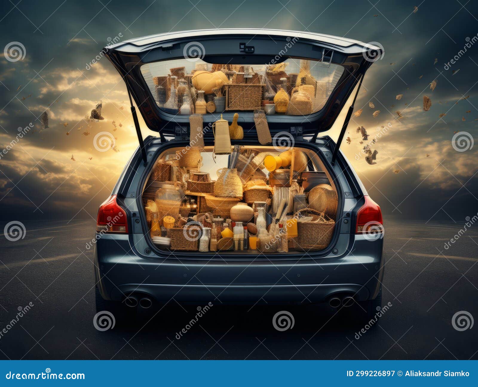 A car with the trunk open stock image. Image of parcel - 299226897