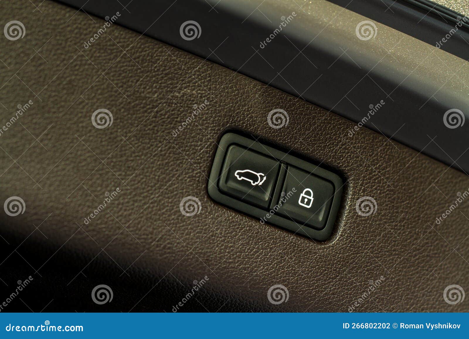 Car trunk open button. stock photo. Image of lock, detail - 266802202
