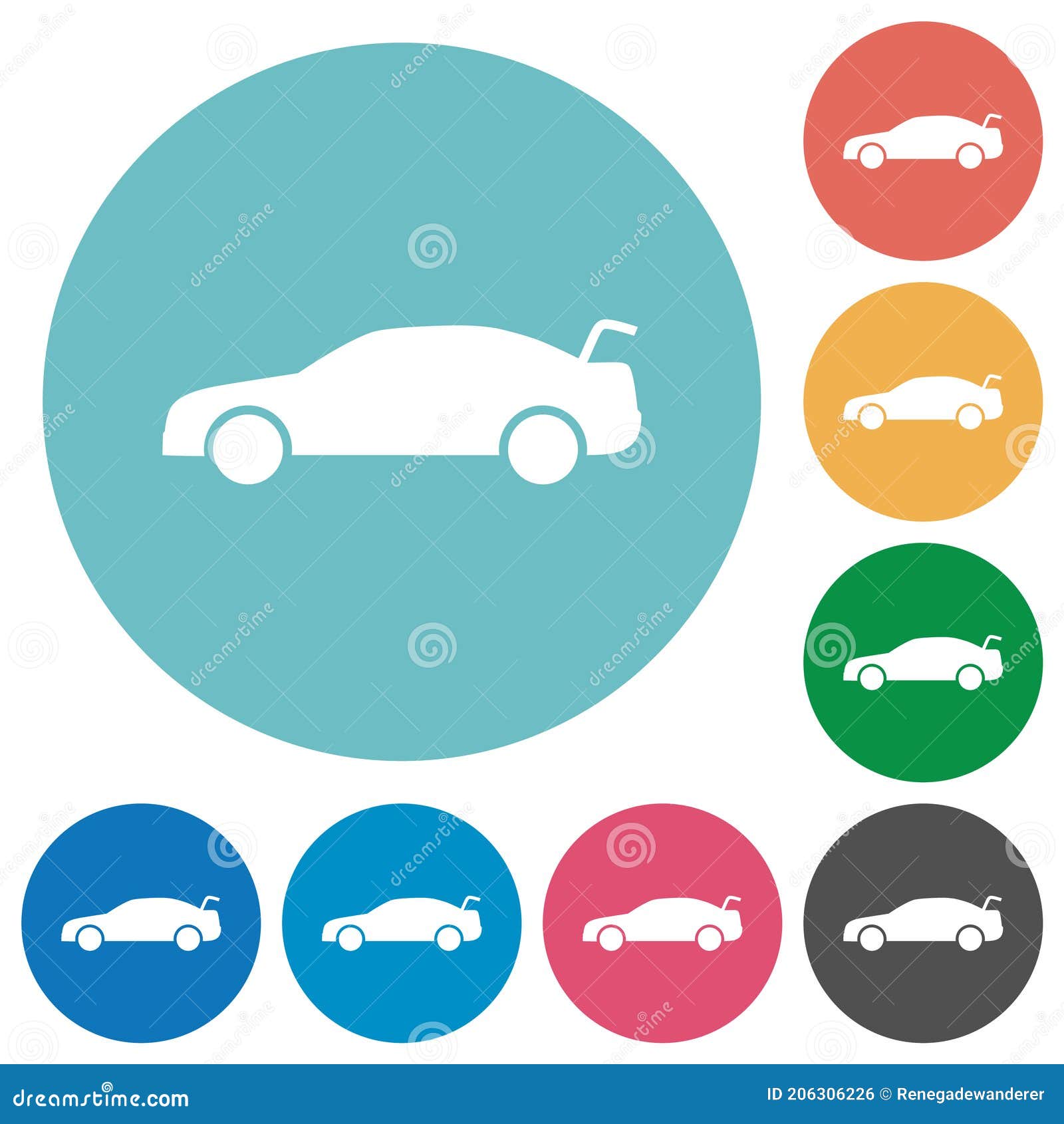 Car Trunk Open Dashboard Indicator Flat Round Icons Stock Vector ...