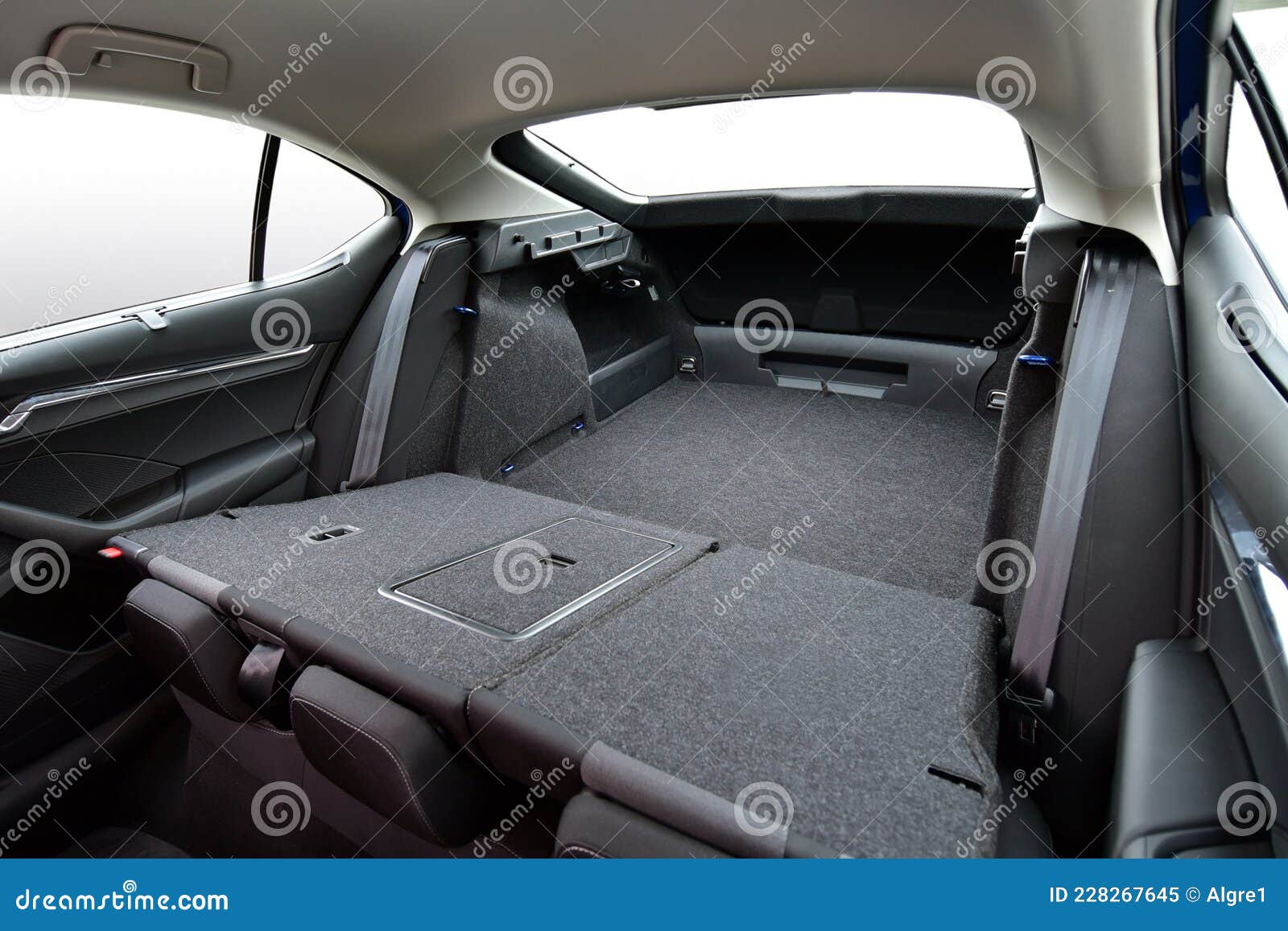 Car Trunk with Rear Seats Folded, Inside View Stock Image - Image of ...