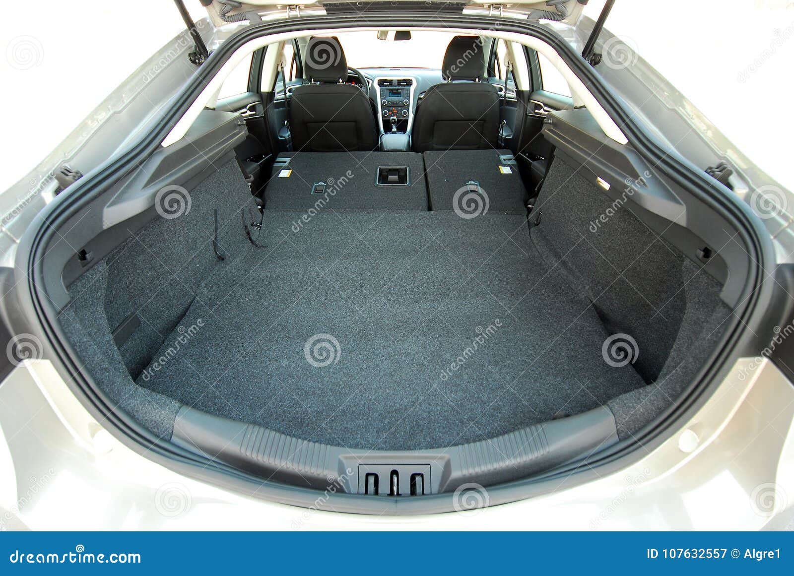 Car Trunk with Rear Seats Folded Stock Image - Image of empty ...