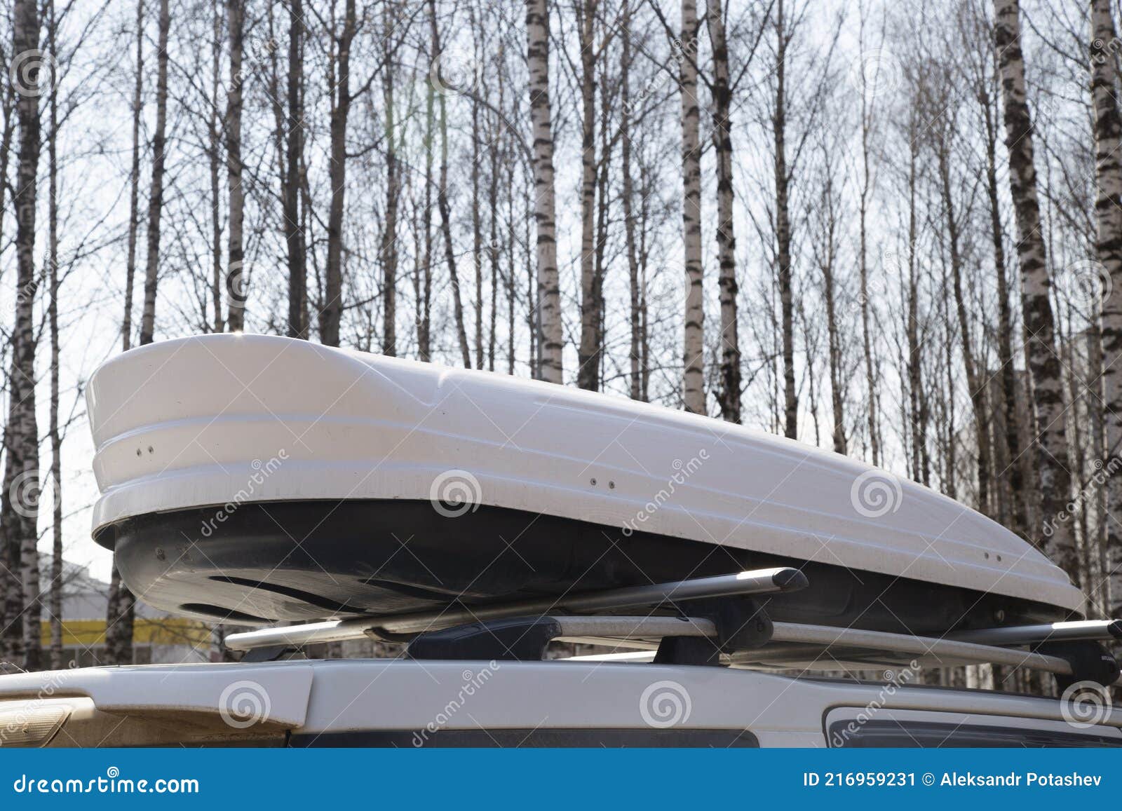 Car Trunk on the Roof of the Car. Cargo Transportation by Car Stock ...
