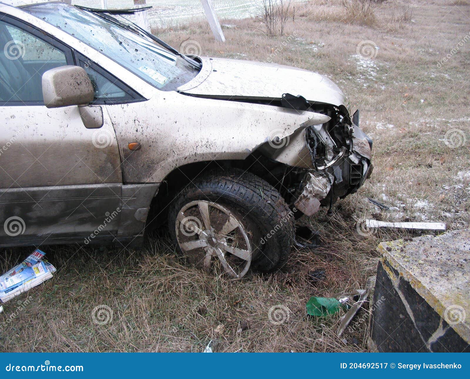 A Car that Turned Over at Speed. Editorial Photography - Image of ...