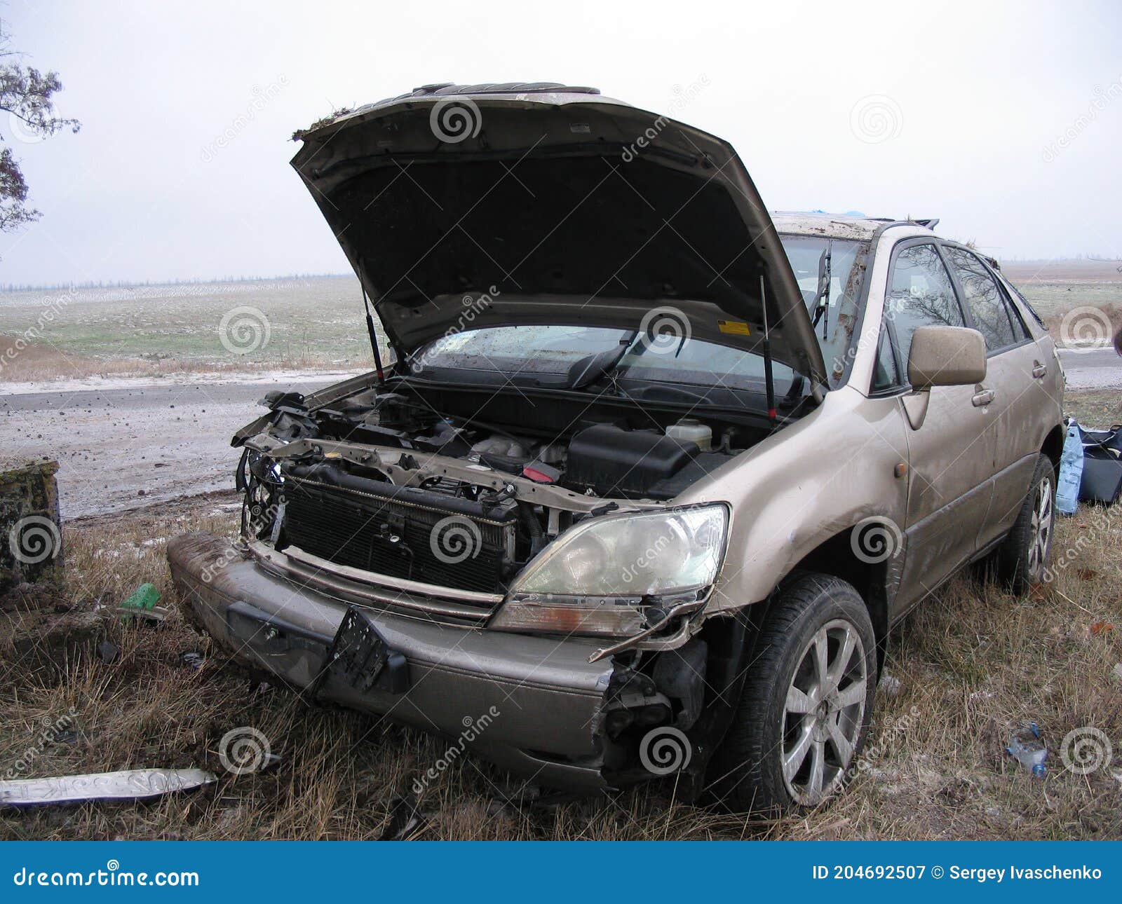 A Car that Turned Over at Speed. Editorial Photography - Image of road ...