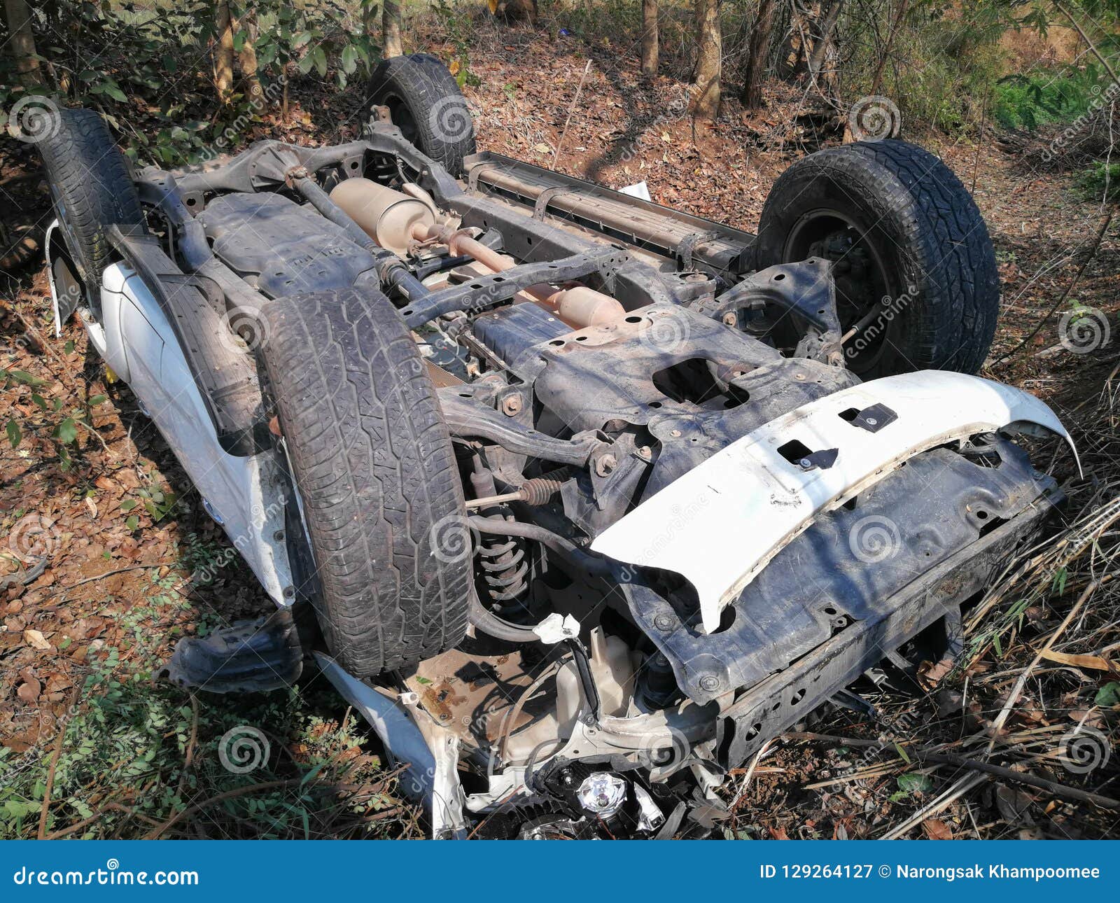Car Turned Upside-down after Accident. Stock Image - Image of damage ...