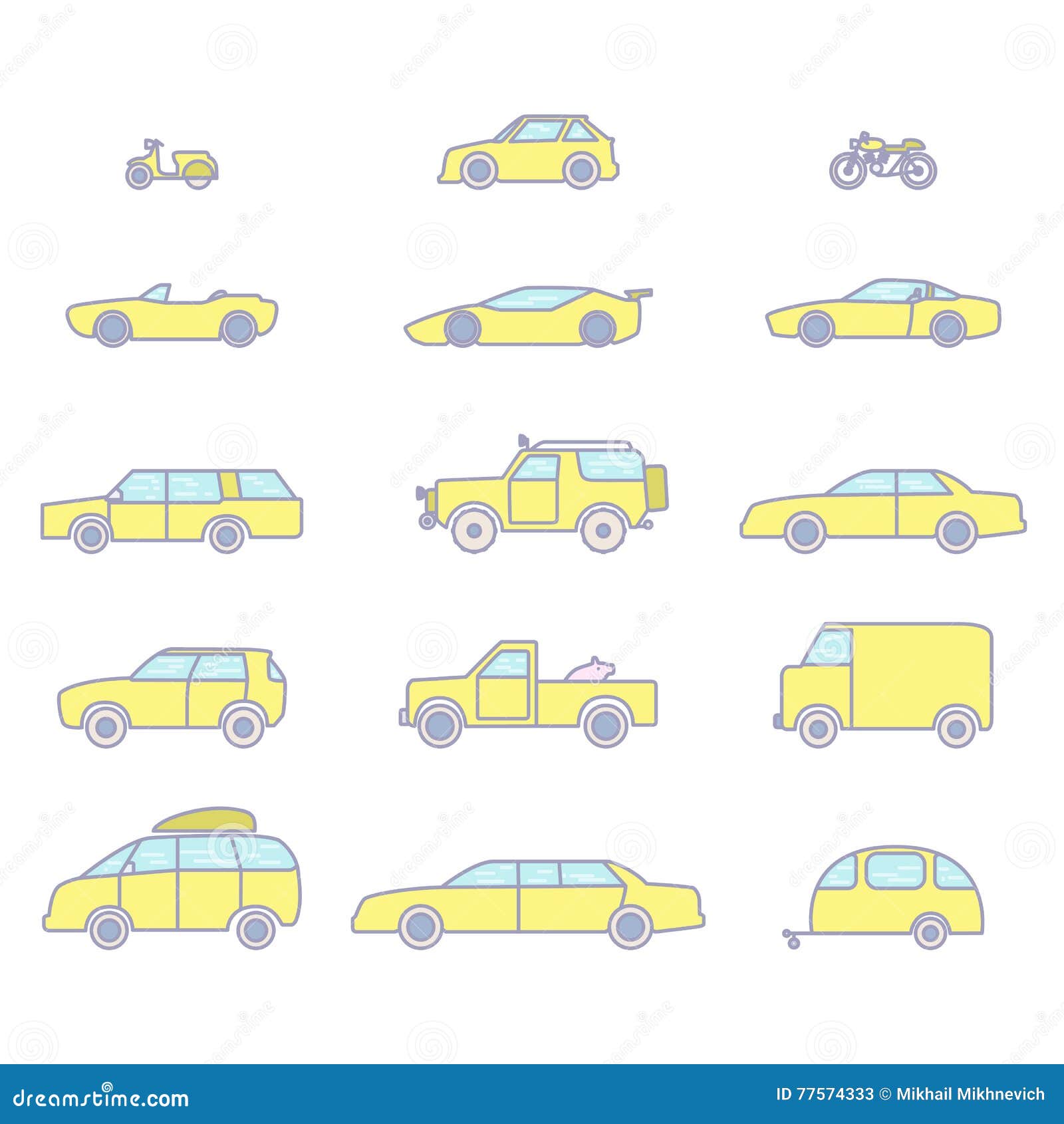 Car Types Outline Icons Set Stock Vector - Illustration of sport, color ...
