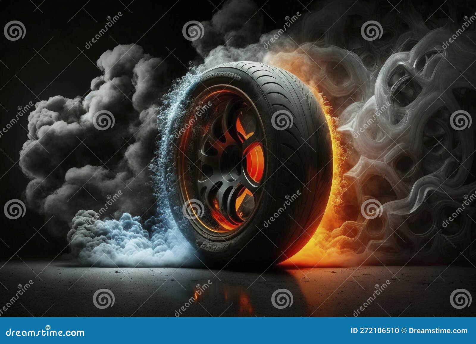 Car Tyre on Fire, Created with Generative AI Stock Illustration ...