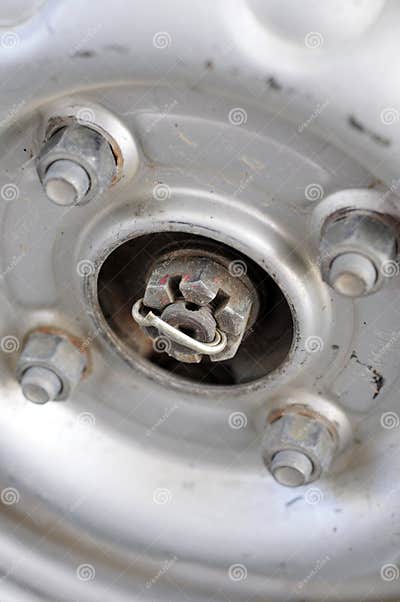 Car tyre lock pin stock image. Image of focus, steel - 11406555