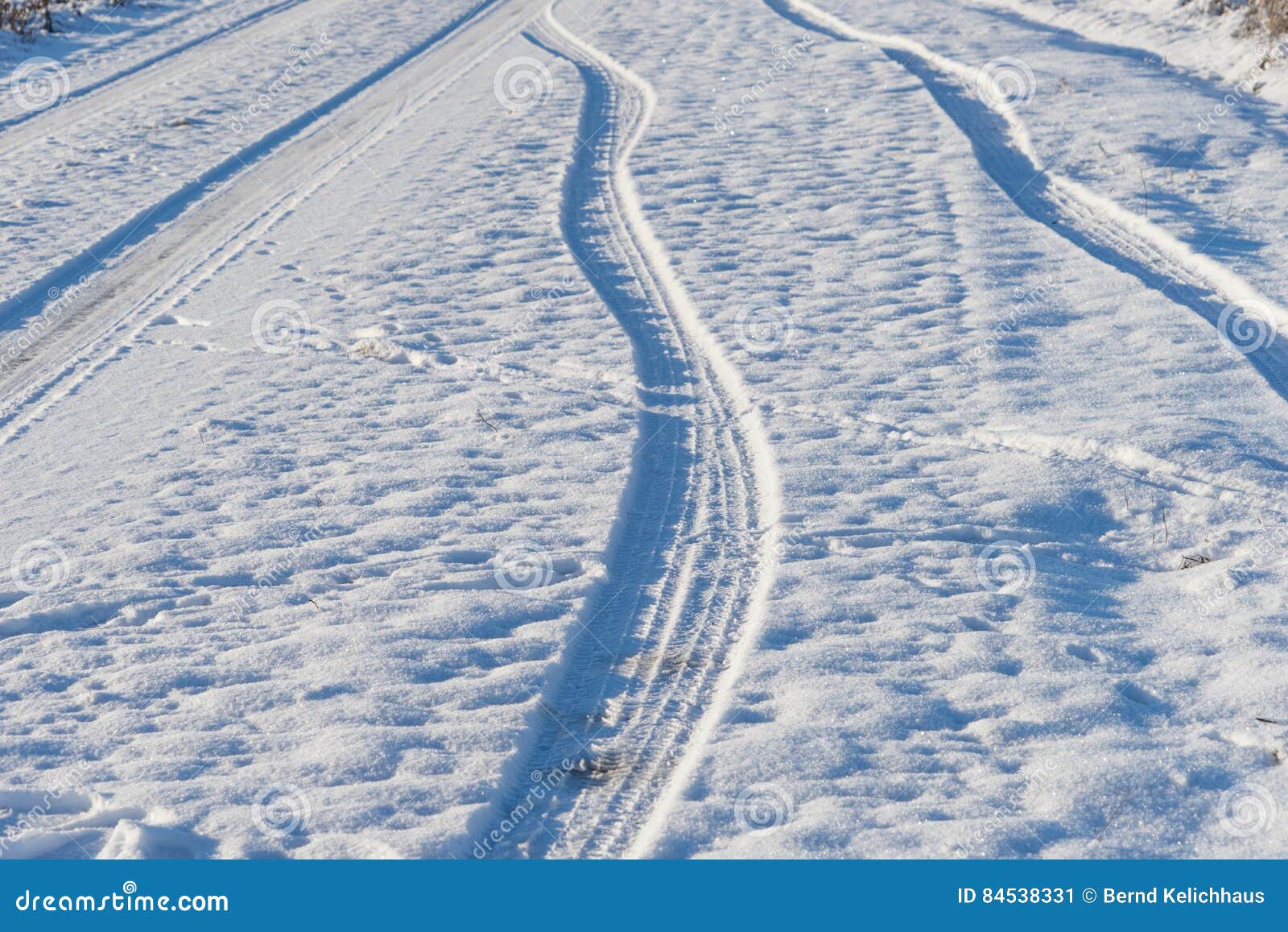 Car Tyre Trails in the Snow Stock Image - Image of dynamic, danger ...