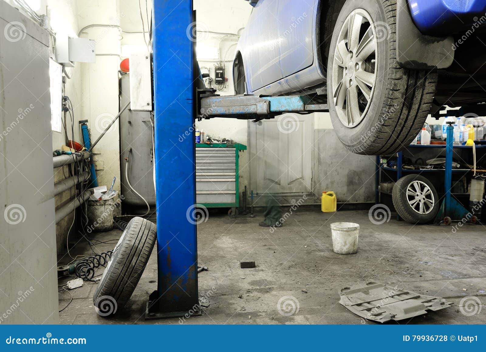 Car under repair stock photo. Image of hydraulic, machinery - 79936728