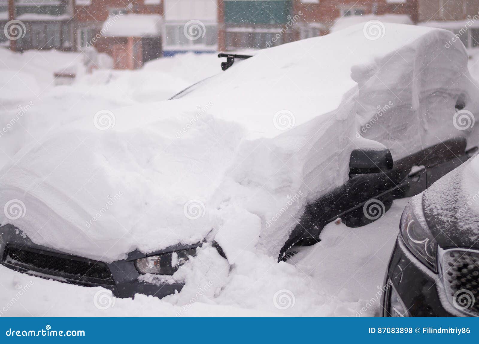 Car under snow in winter stock photo. Image of trapped - 87083898