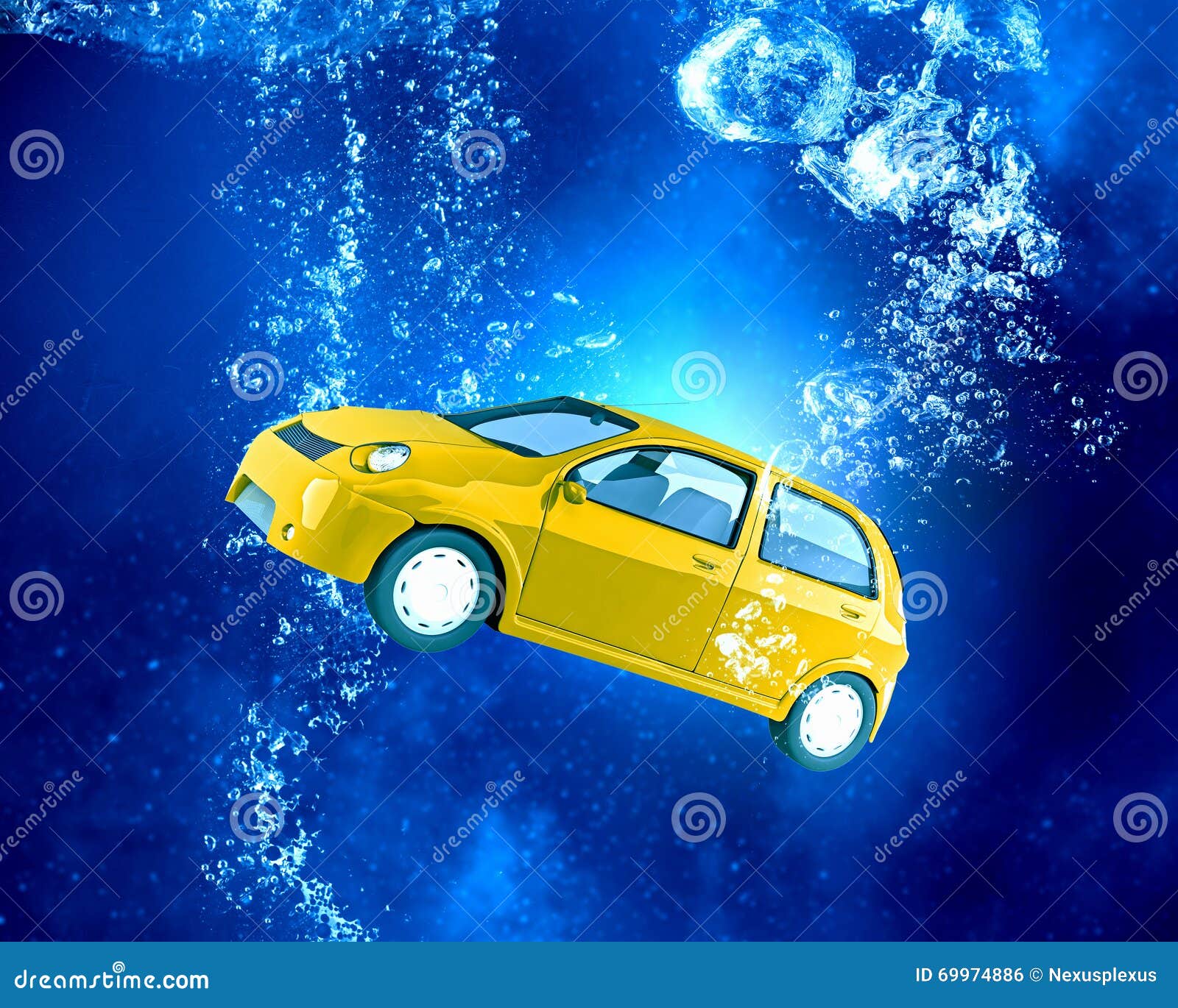 Car under water stock illustration. Illustration of control - 69974886