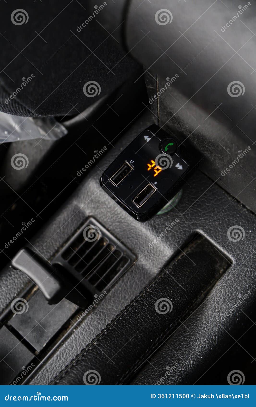 Car USB Charging Port with Digital Display Stock Photo - Image of ...