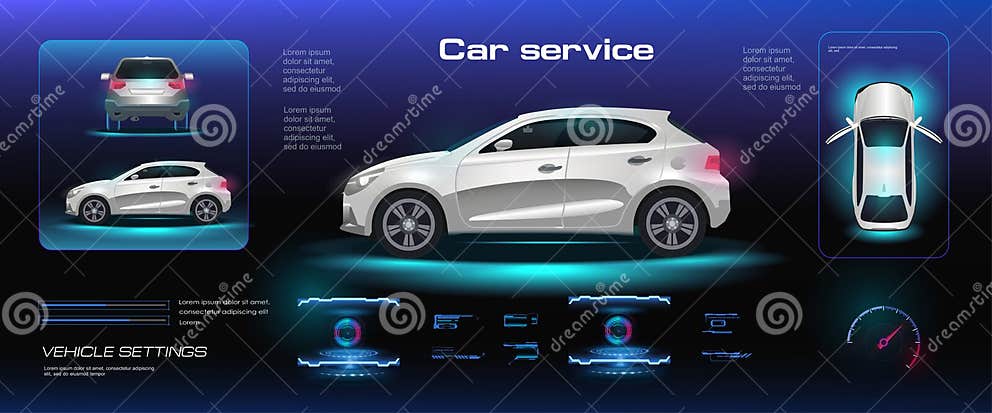 Car User Interface with HUD Elements. User Interface with Options ...