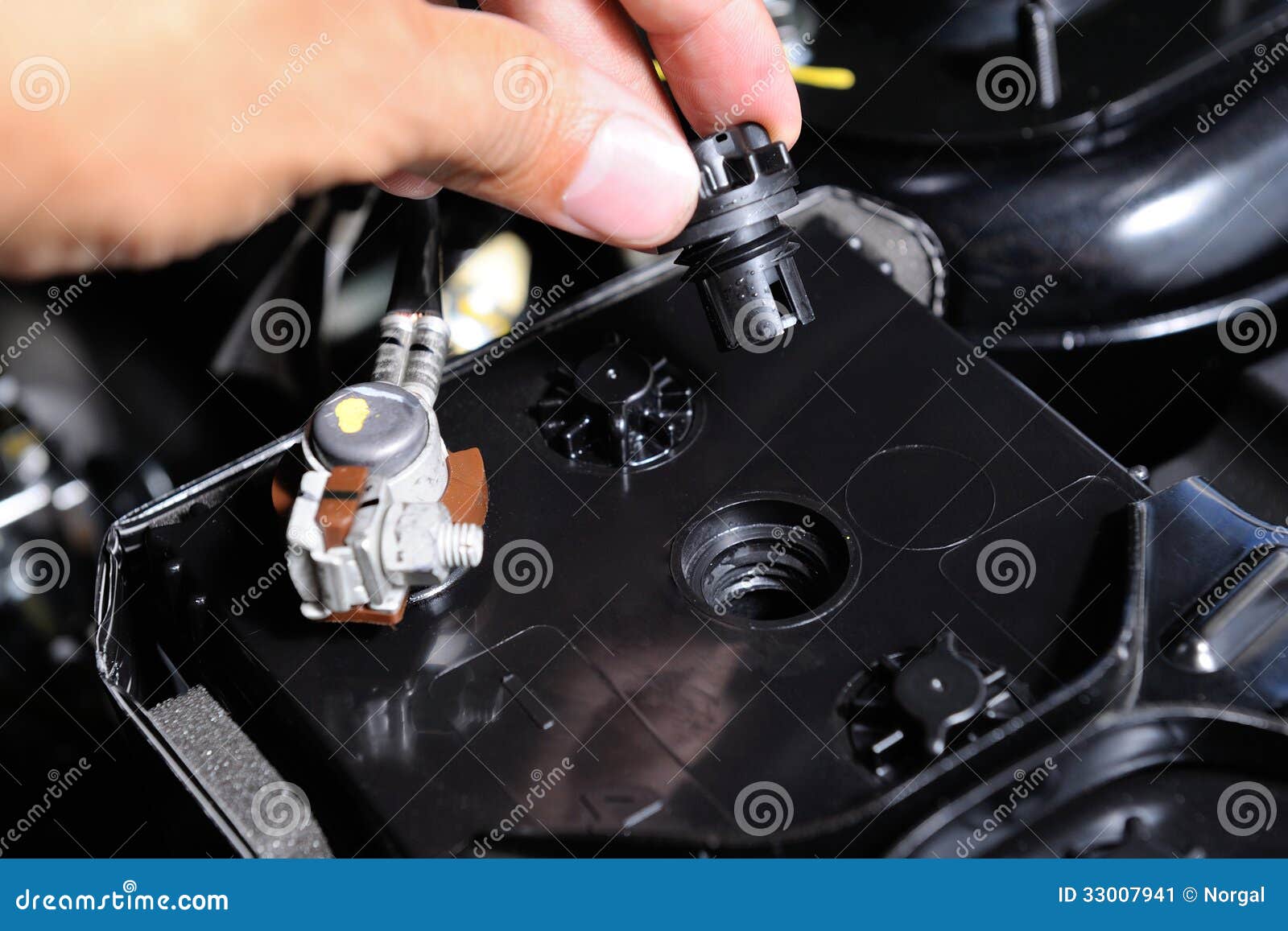 Car User Open the Battery Cap Stock Image - Image of closeup, battery ...