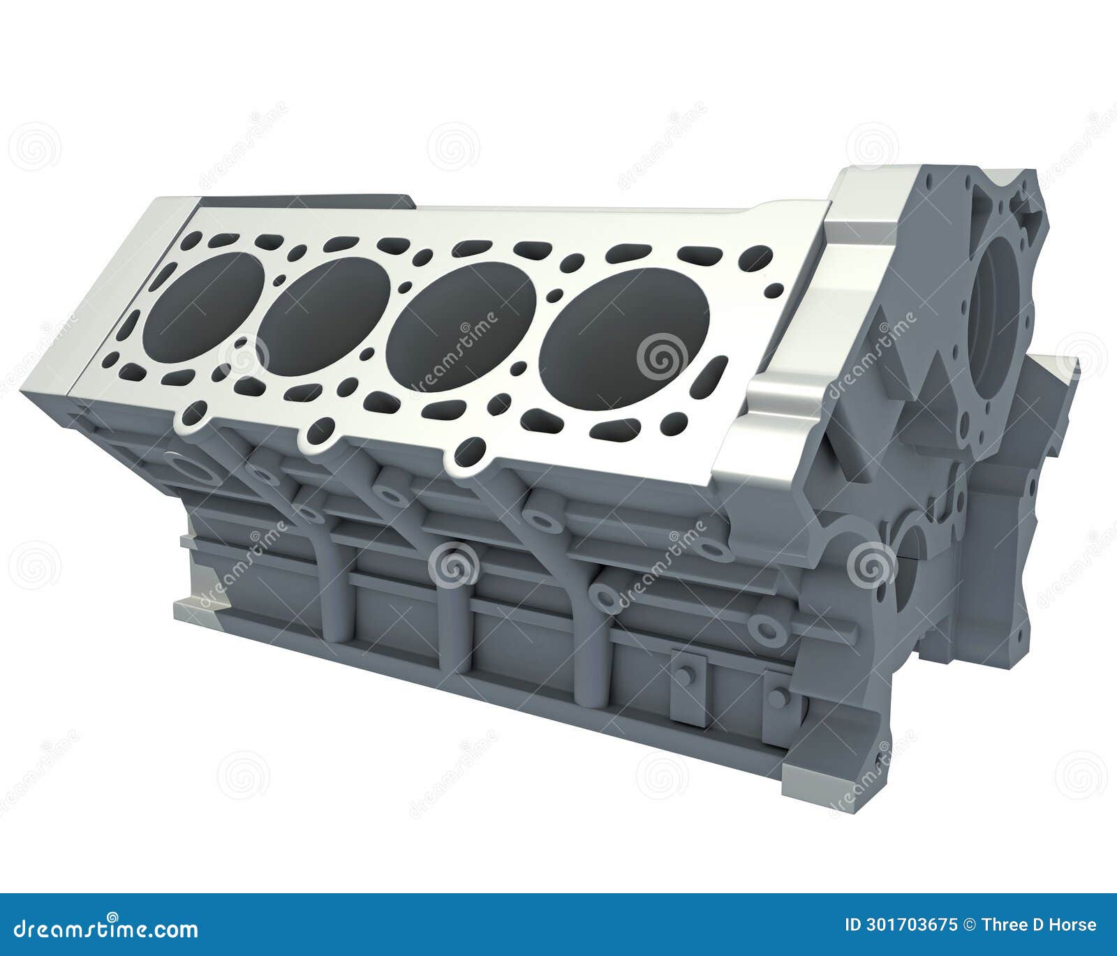 Car V8 Engine Cylinder Head 3D Rendering on White Background Stock ...
