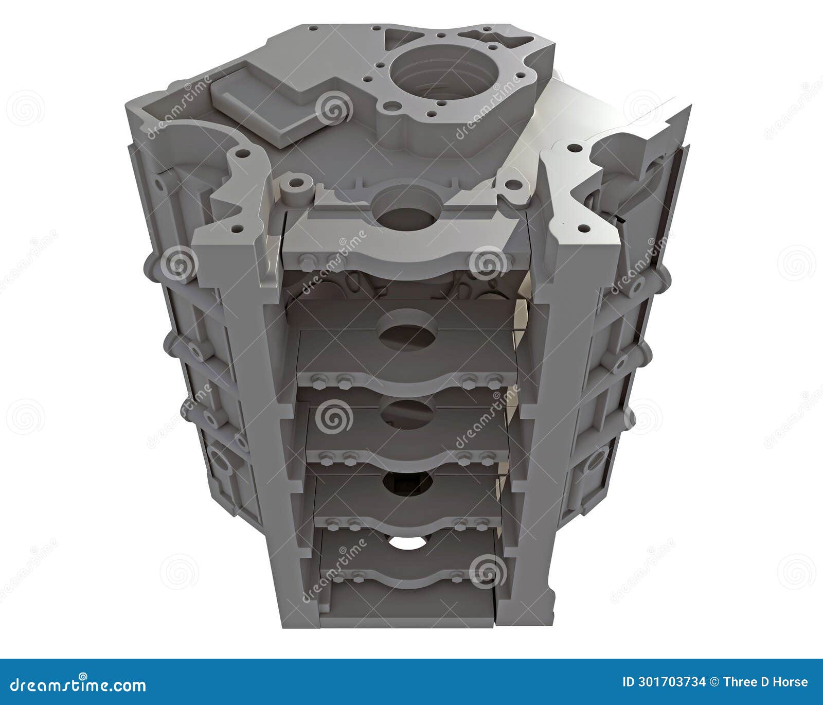 Car V8 Engine Cylinder Head 3D Rendering on White Background Stock ...