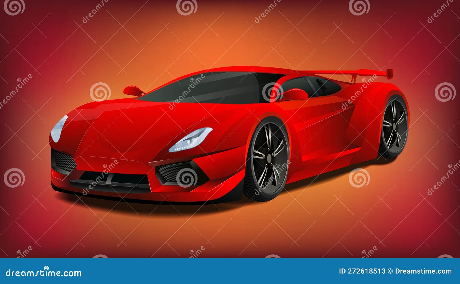 Red Vector Realistic 3d Car Isolated on Mesh Gradient Background. Stock ...