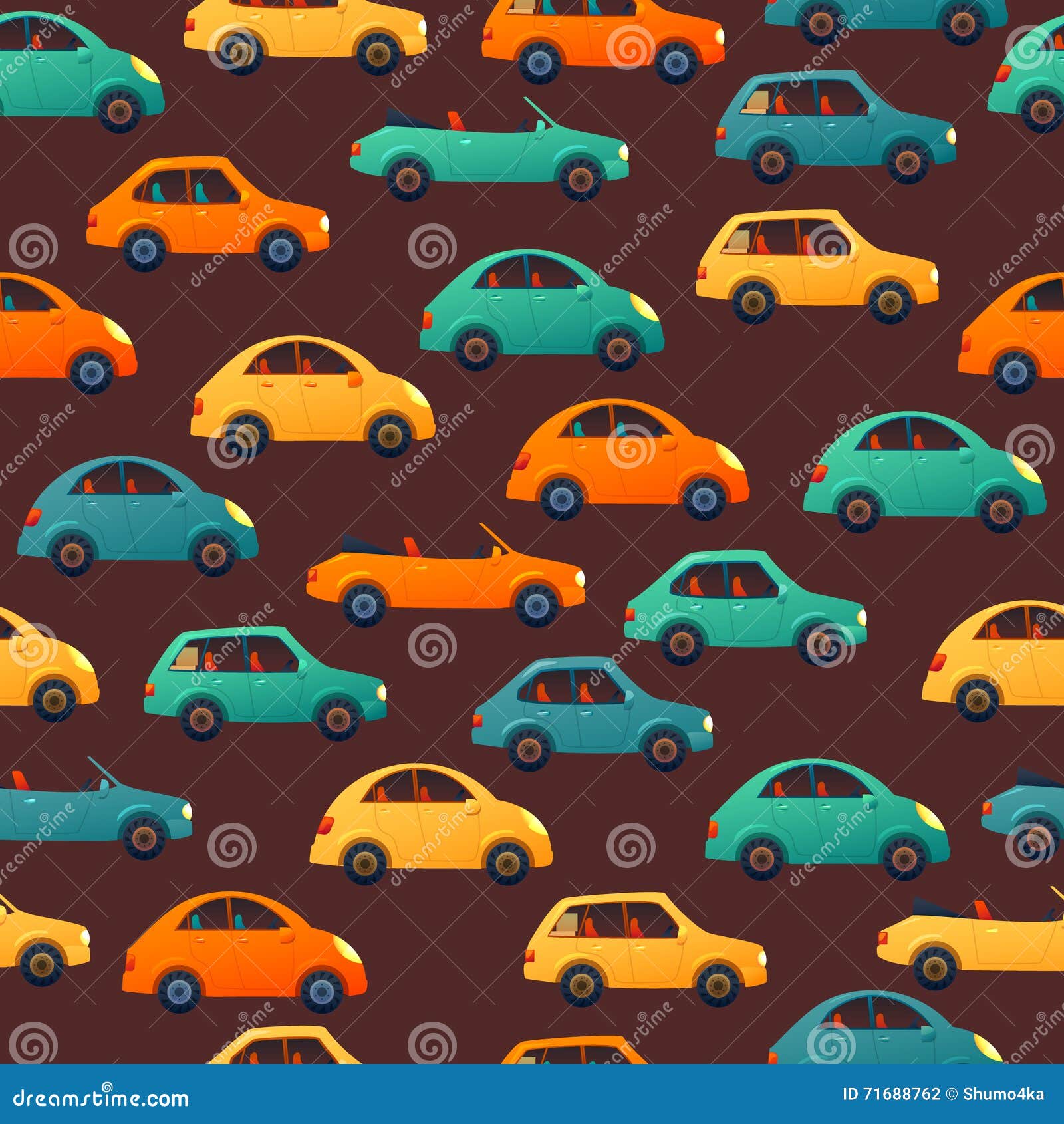 Car Vector Seamless Pattern Stock Vector - Illustration of cartoon ...