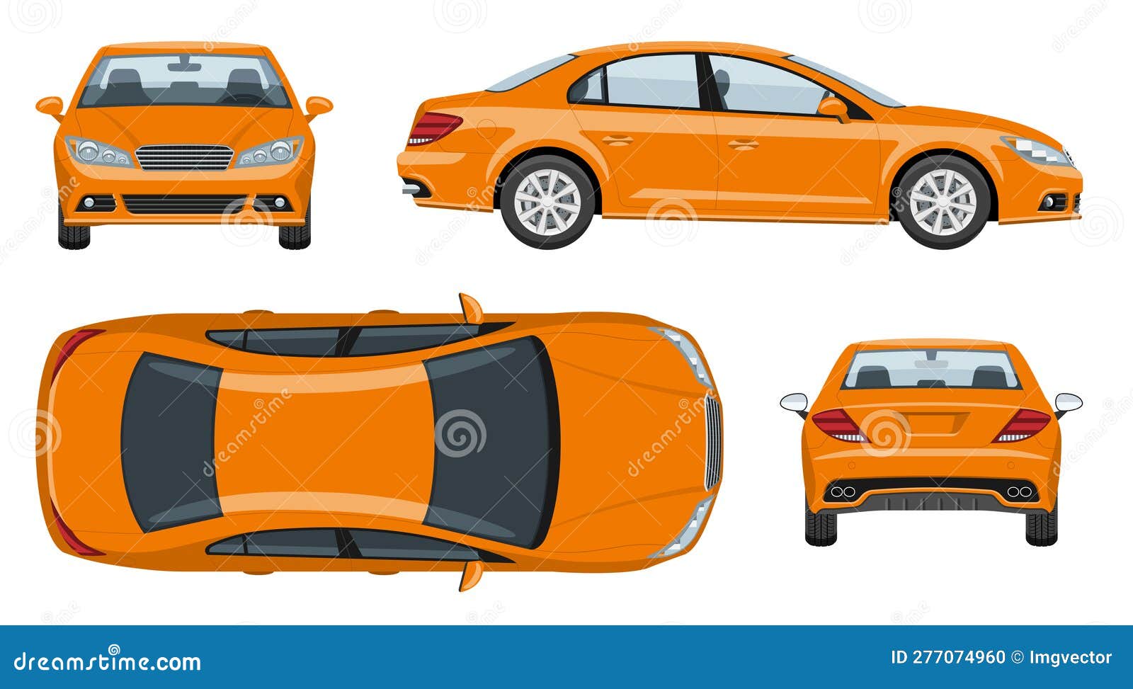 Car Vector Template Side, Front, Back Top View Stock Illustration ...