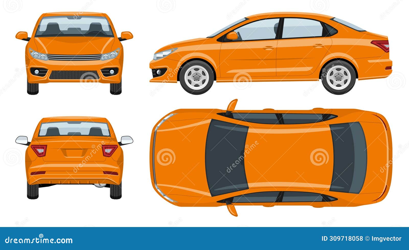 Car Vector Template Side, Front, Back and Top View Stock Vector ...
