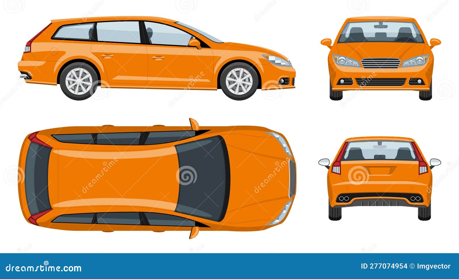 Car Vector Template Side, Front, Back Top View on White Stock Vector ...