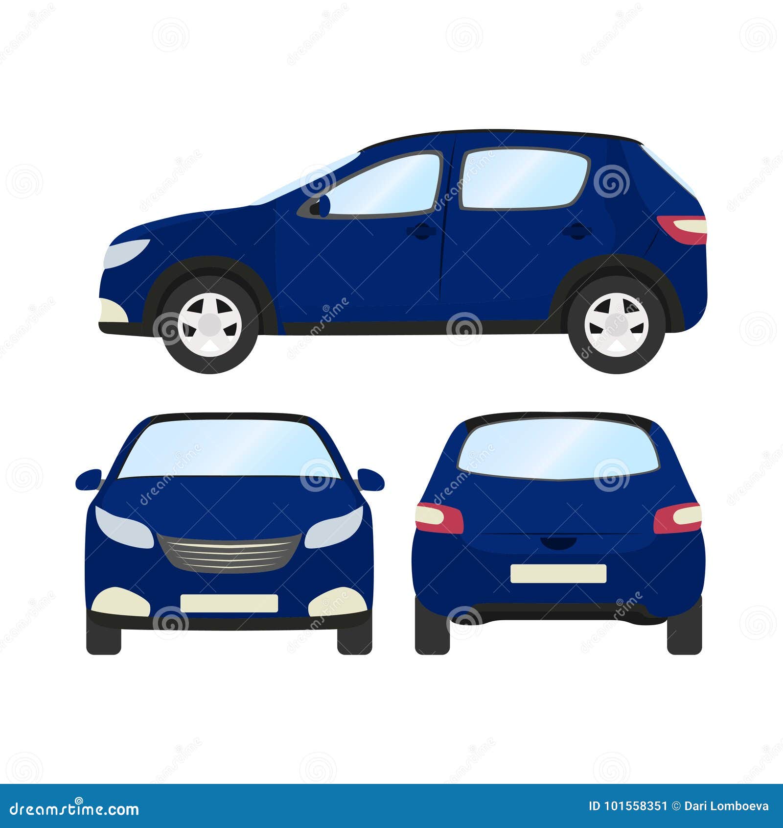 Car Vector Template on White Background. Business Hatchback Isolated ...