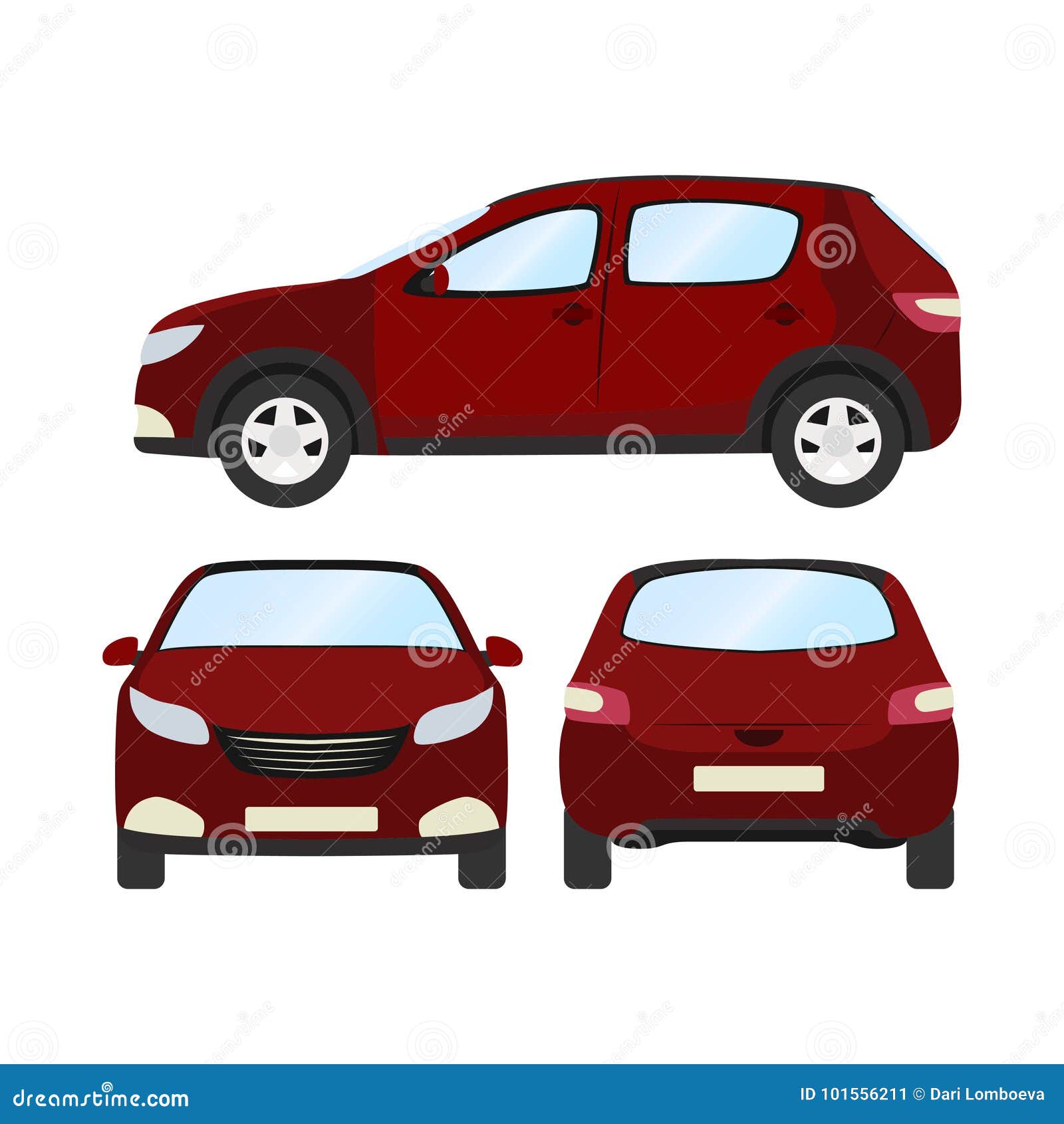 Car Vector Template on White Background. Business Hatchback Isolated ...