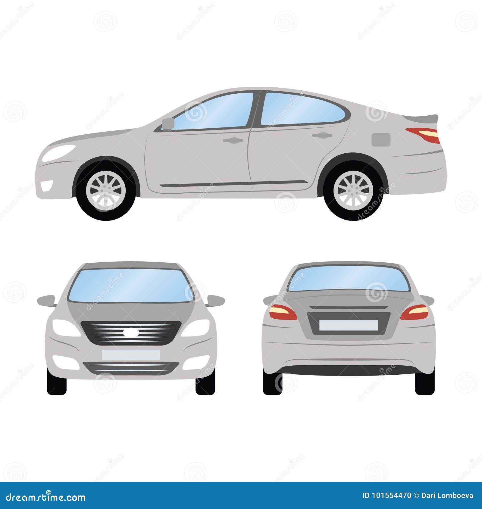 Car Vector Template on White Background. Business Sedan . Grey Sedan ...