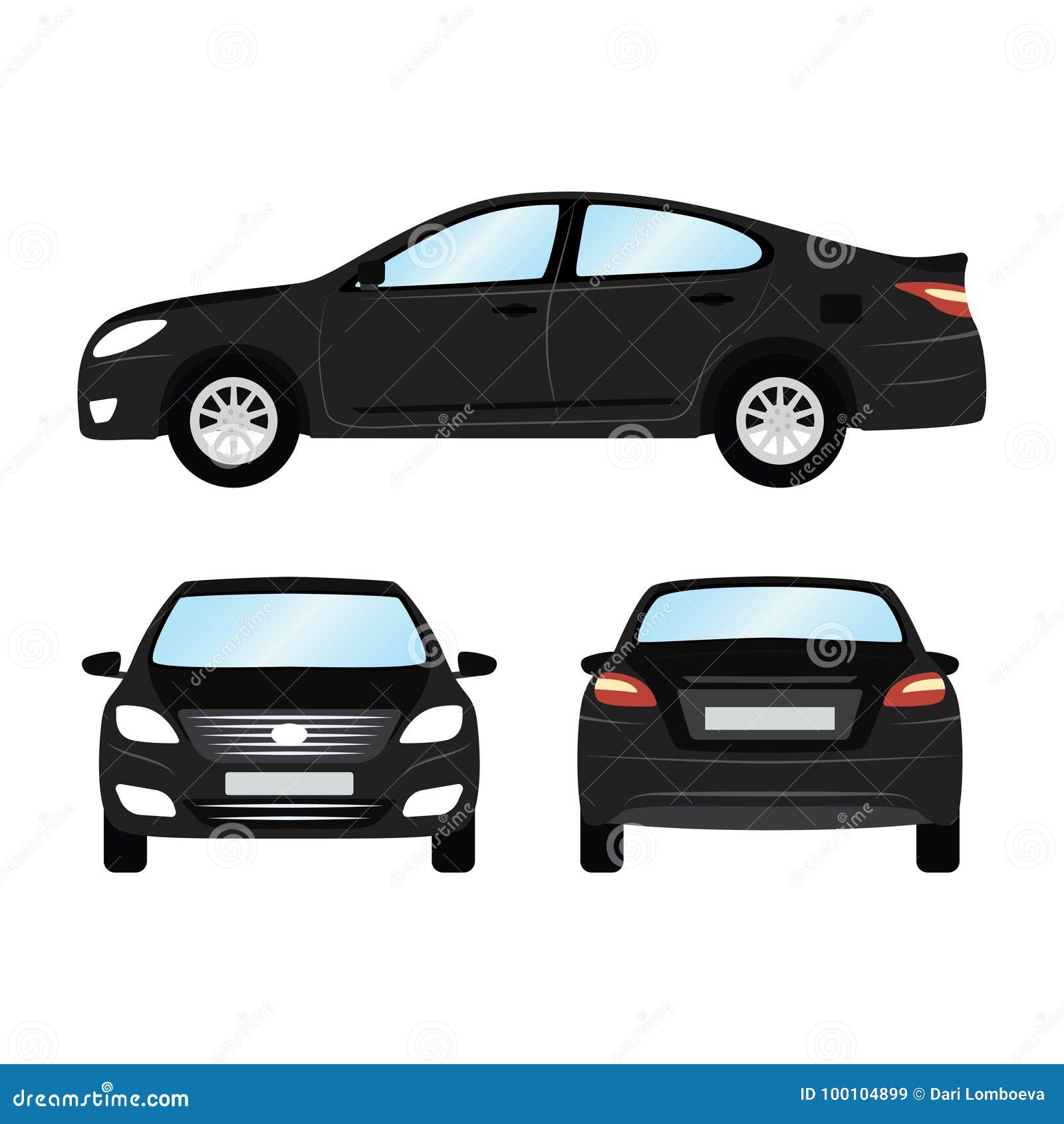 Car Vector Template on White Background. Business Sedan Isolated. Black ...