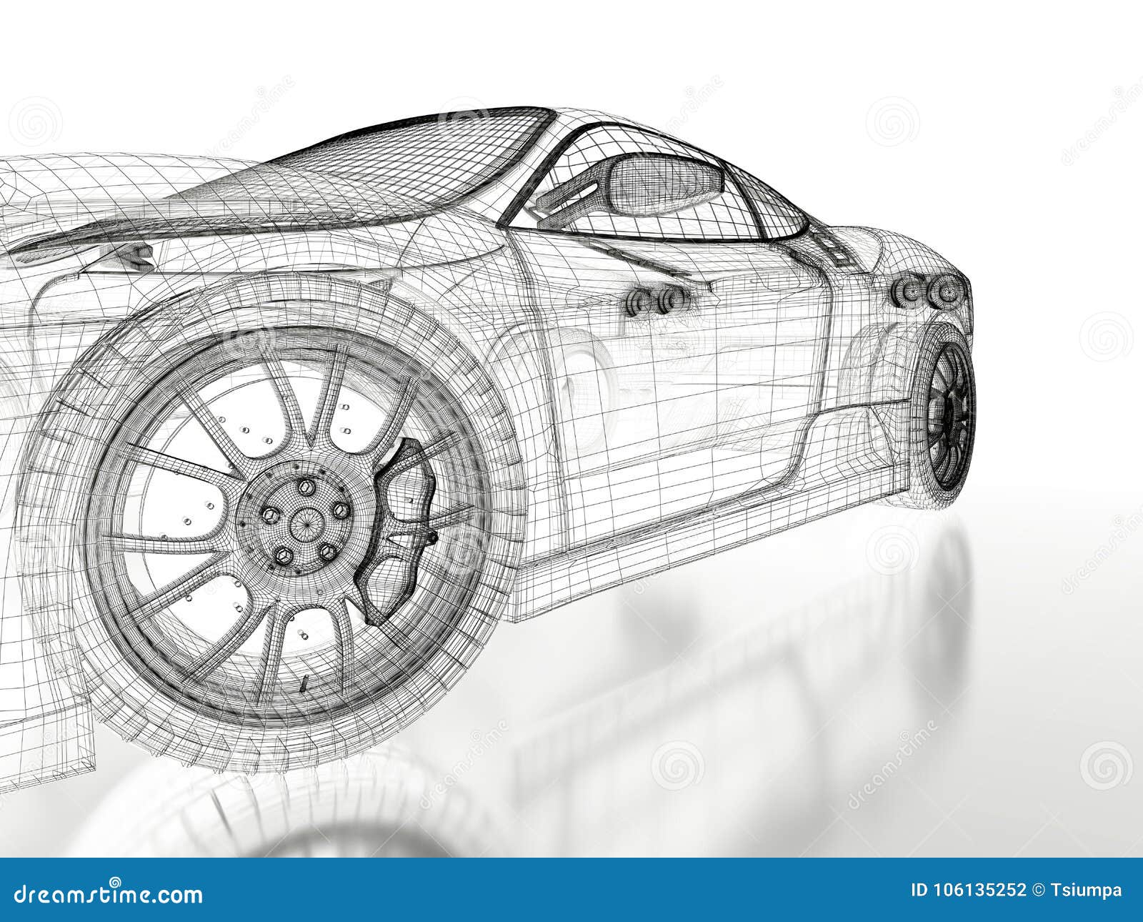 3D car mesh on a black stock illustration. Illustration of mesh - 106135252