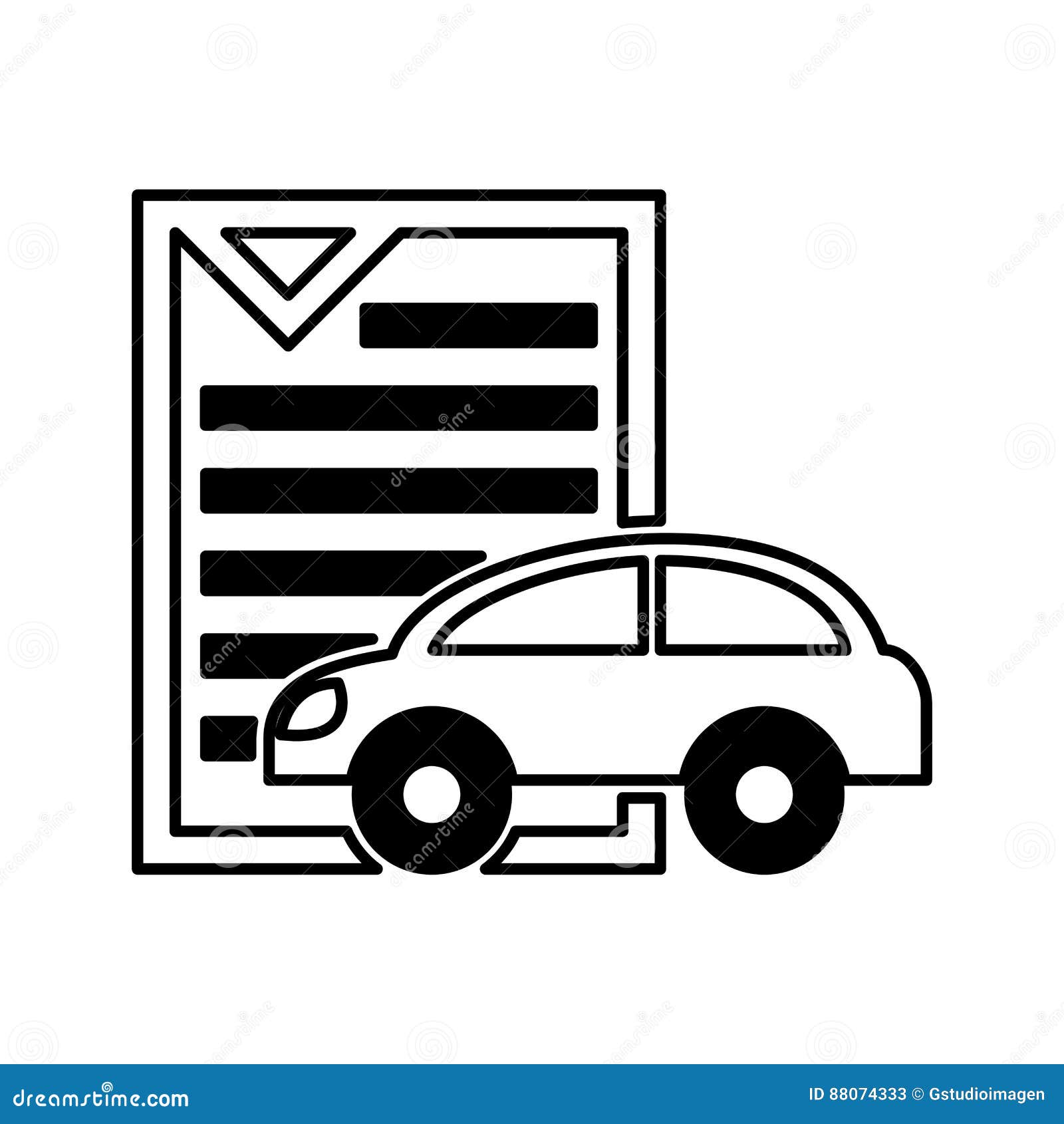Car Vehicle Silhouette with Document Icon Stock Vector - Illustration ...