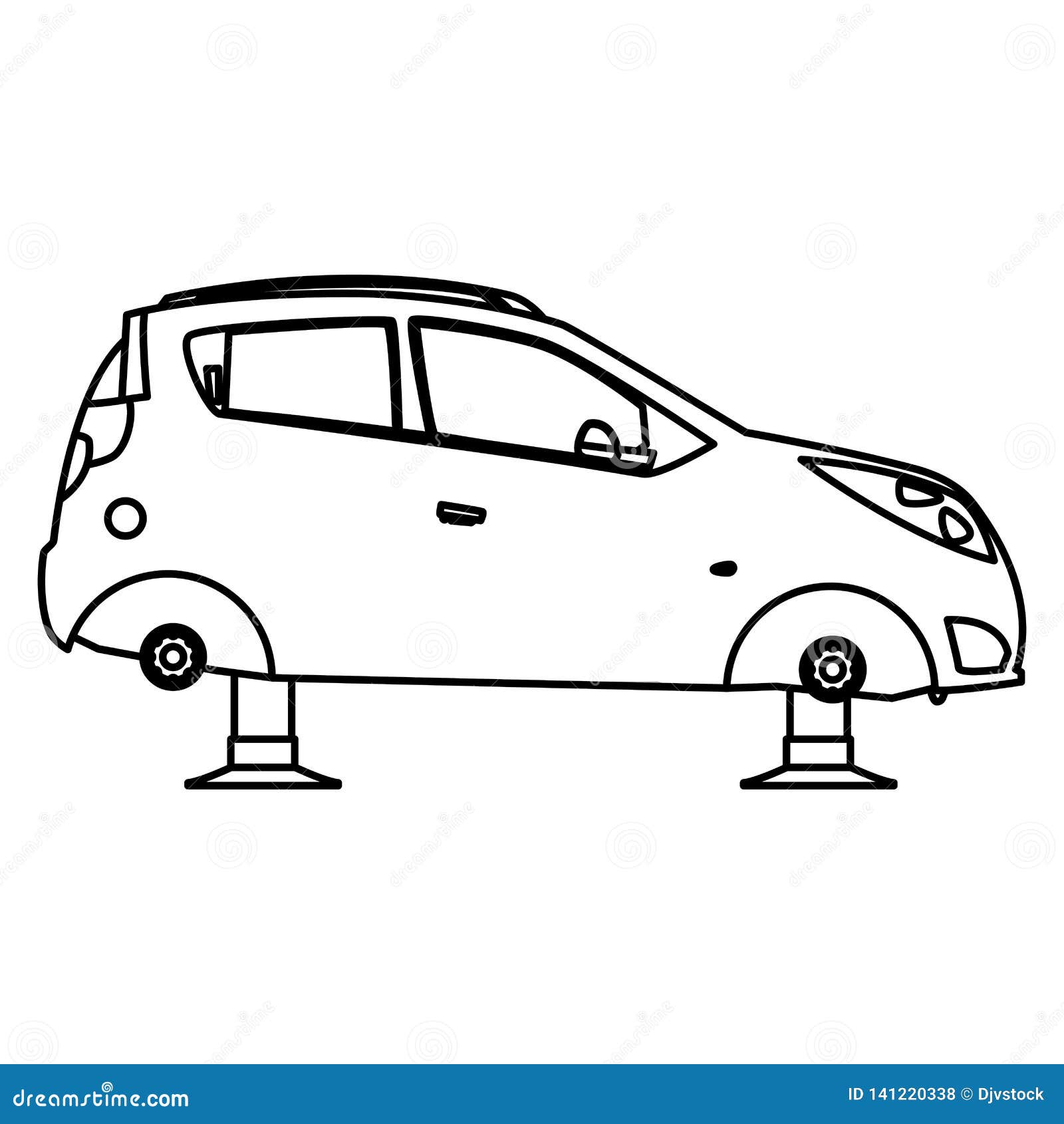 Car Vehicle without Tires in Mechanical Workshop Stock Vector ...