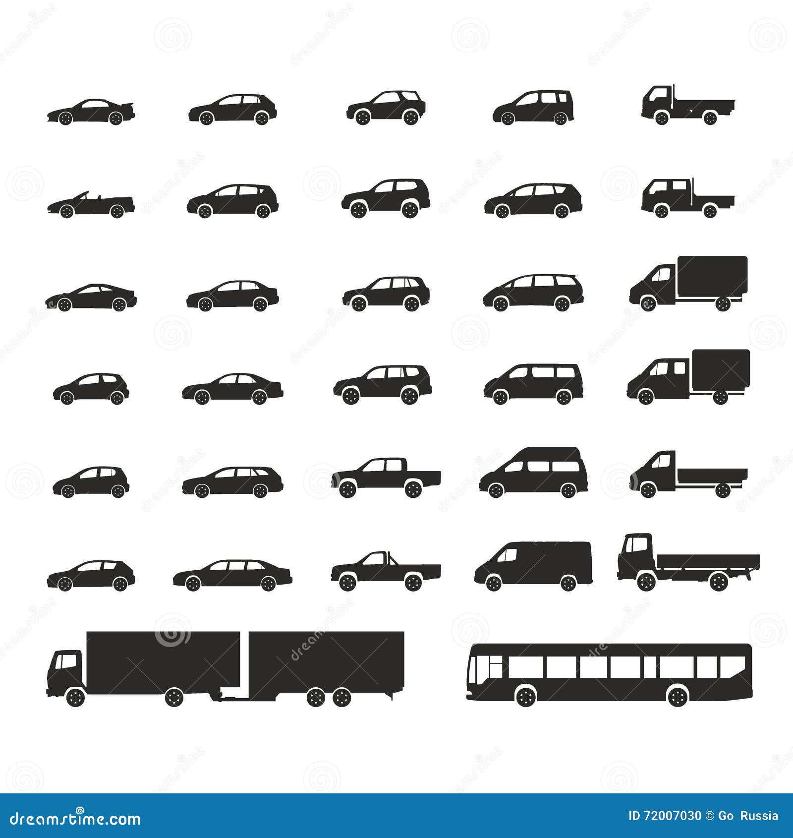 Car vehicles icons set stock vector. Illustration of element - 72007030