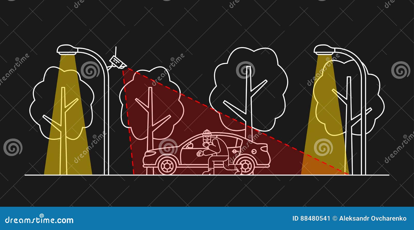 Car Video Surveillance Vector Illustration Stock Vector - Illustration ...