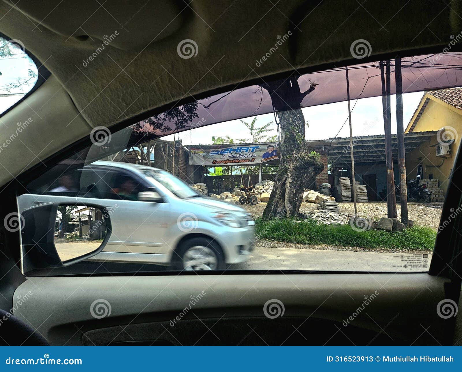 The Car is Visible in the Car Window Frame Stock Image - Image of ...