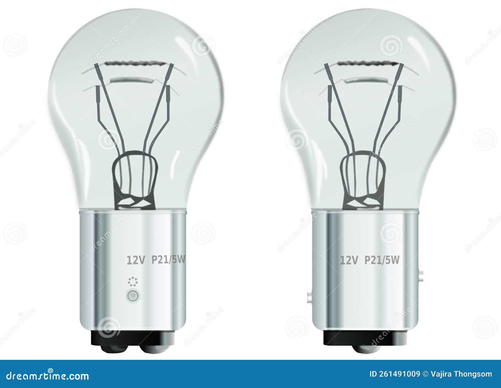 Car 12 Volt Light Bulbs, Side View, Vector Illustration Stock Vector ...