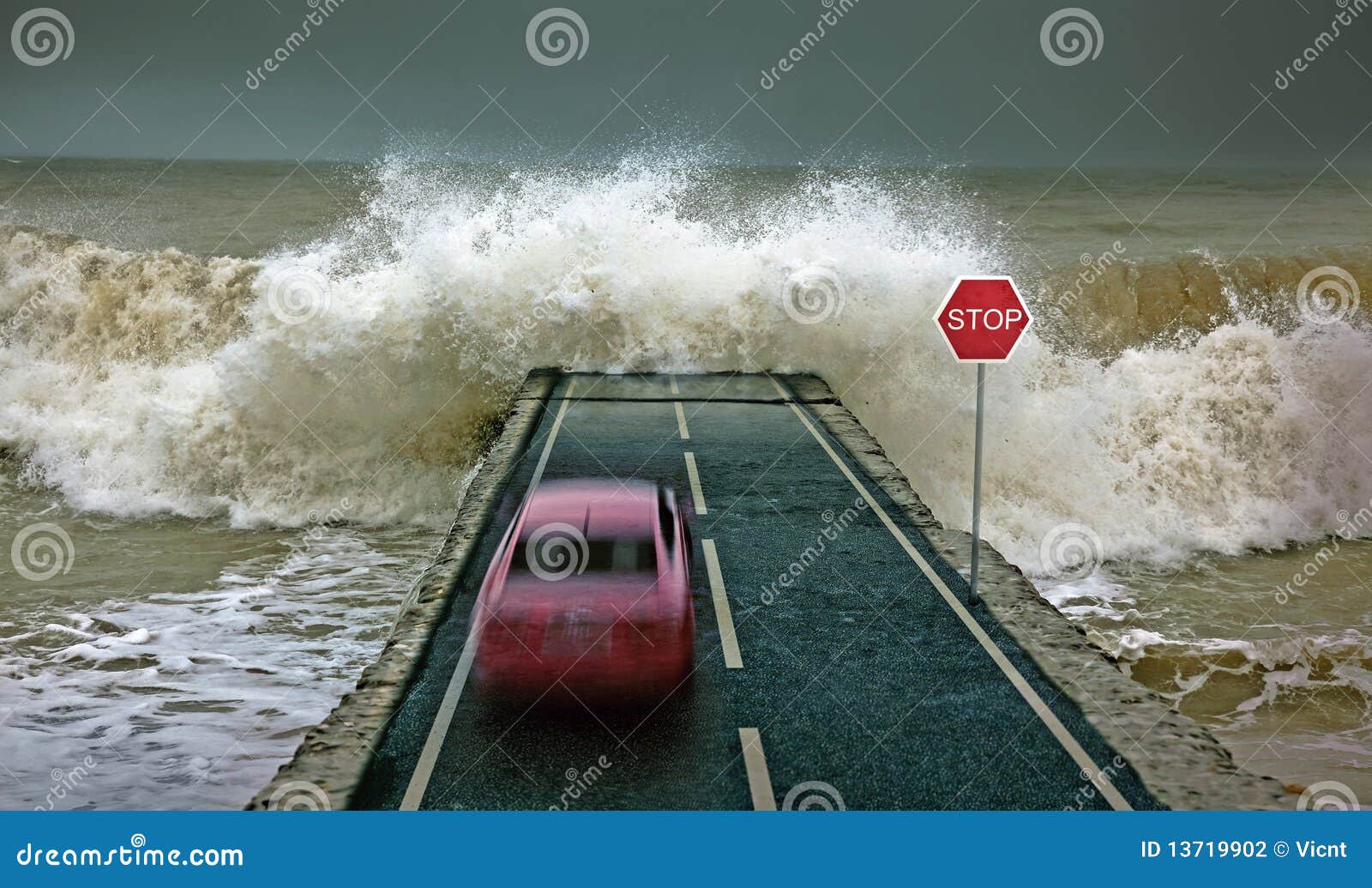 Car vs wave stock illustration. Illustration of hazardous - 13719902