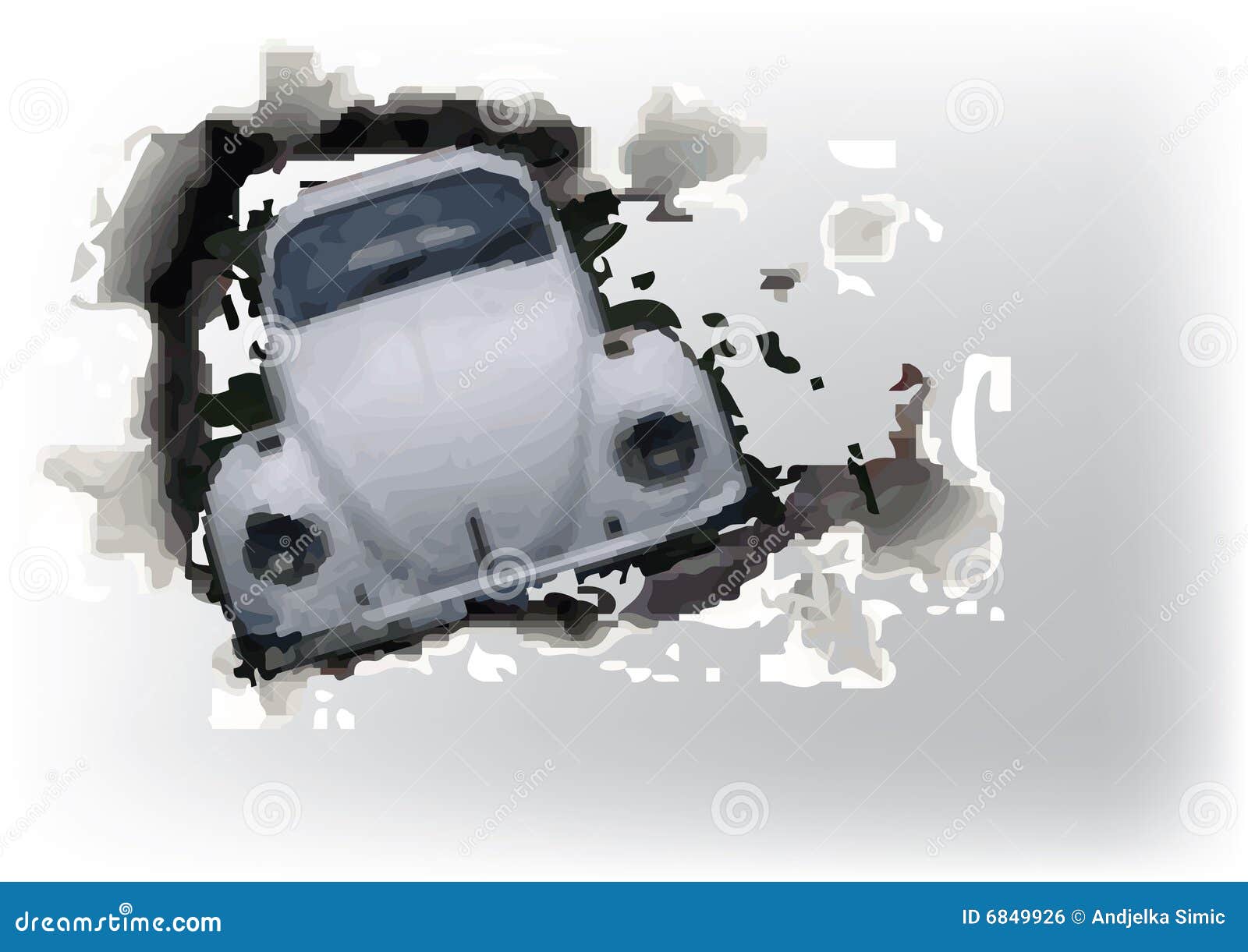 Car through the wall stock illustration. Illustration of modern - 6849926