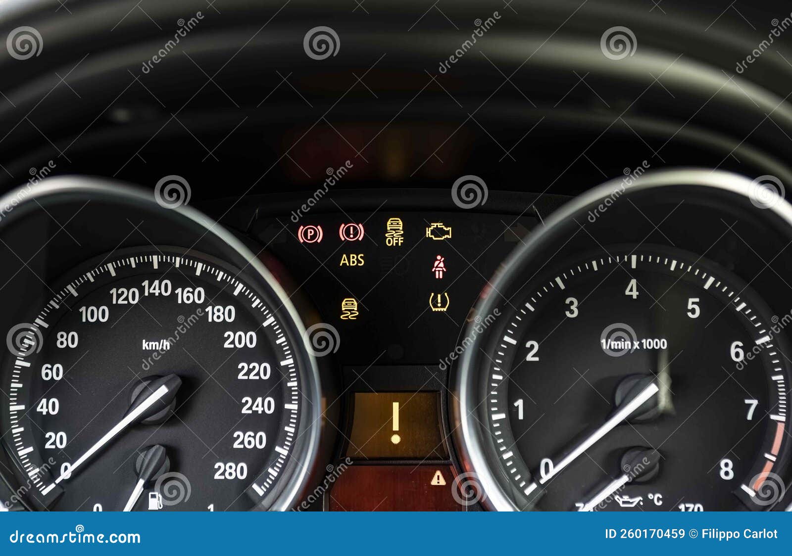 Car Warning Lights Dashboard Stock Image - Image of dial, light: 260170459