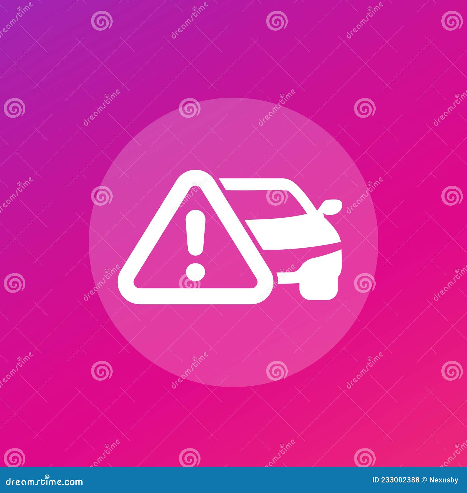 Car and Warning Sign, Vector Icon Stock Vector - Illustration of ...