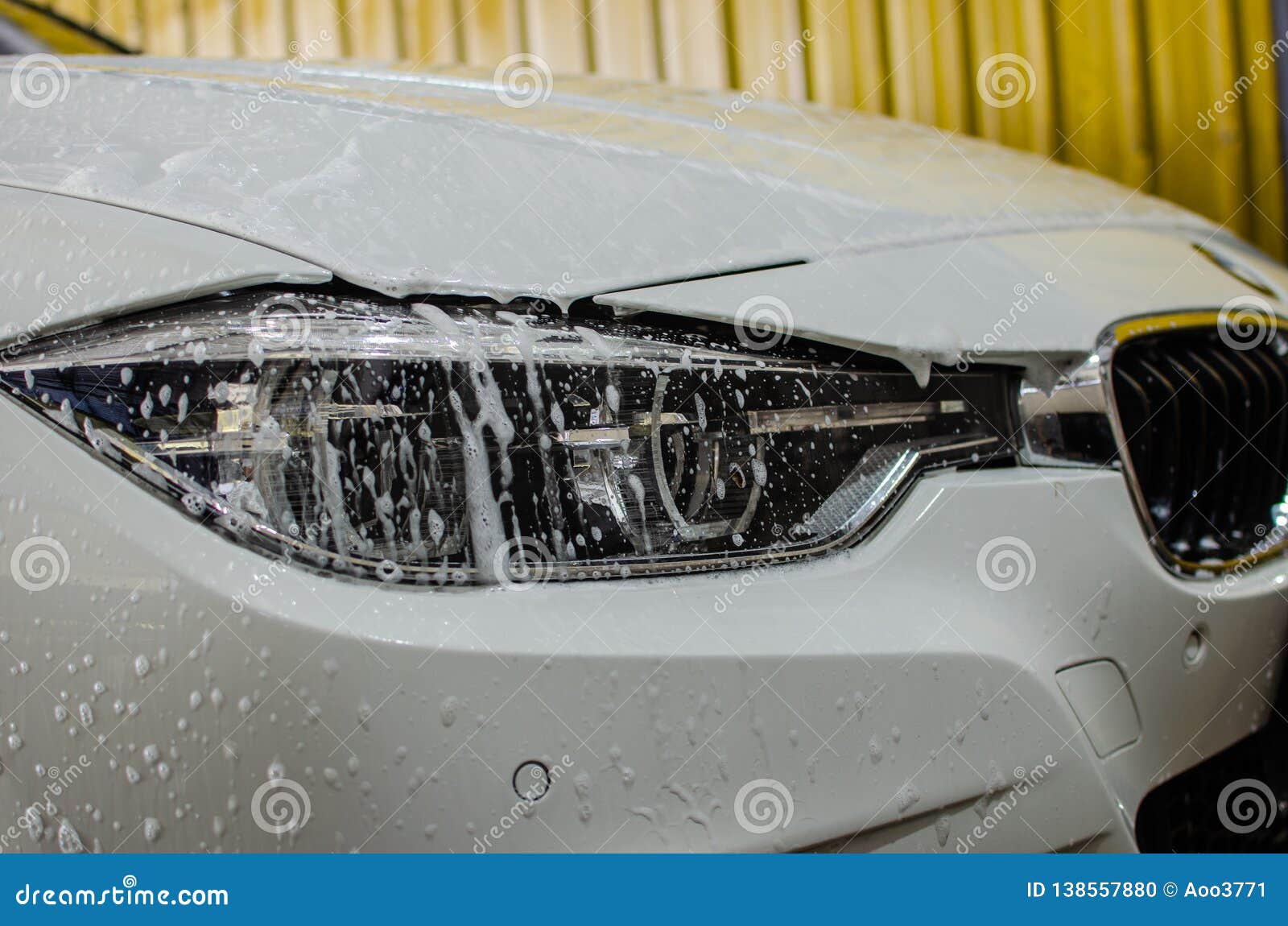 Car wash bubbles stock photo. Image of detergent, hood - 138557880