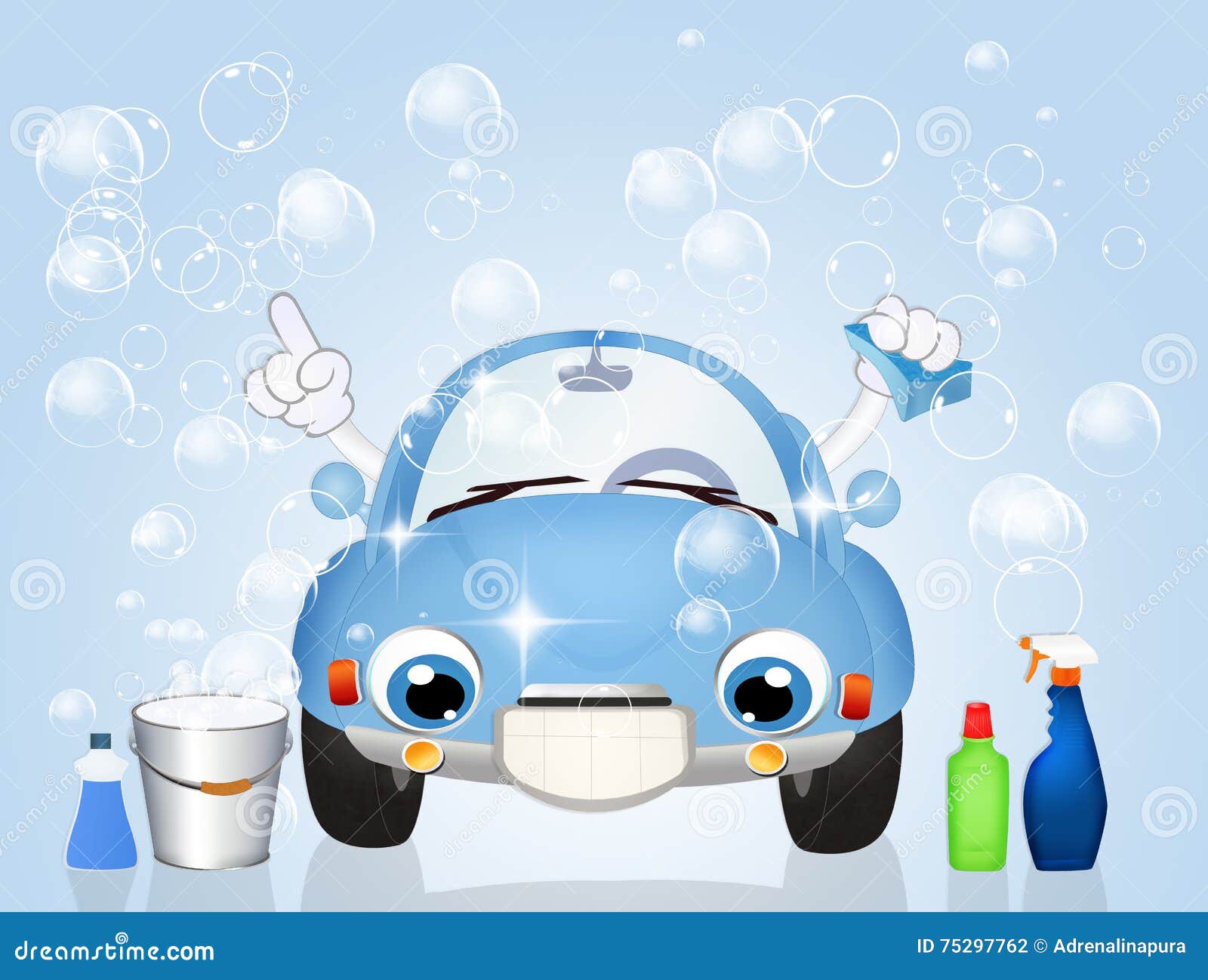 Car wash cartoon stock illustration. Illustration of self - 75297762