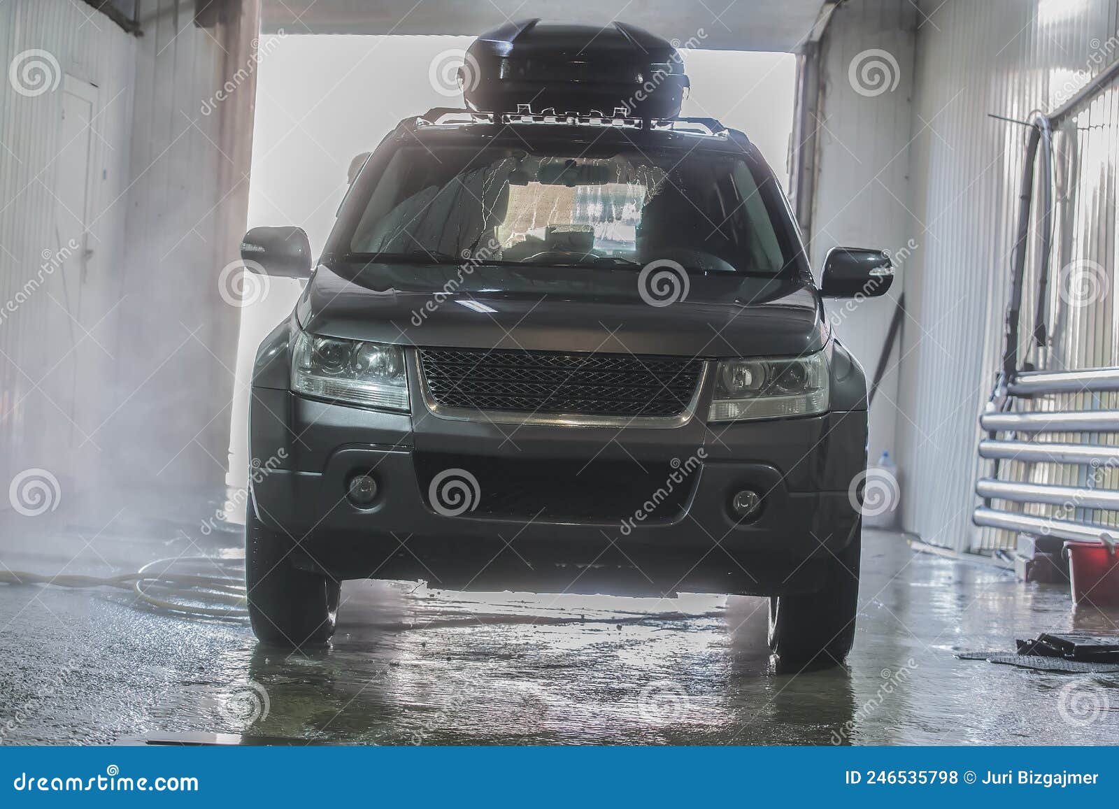 Car in a car wash close-up stock photo. Image of glass - 246535798