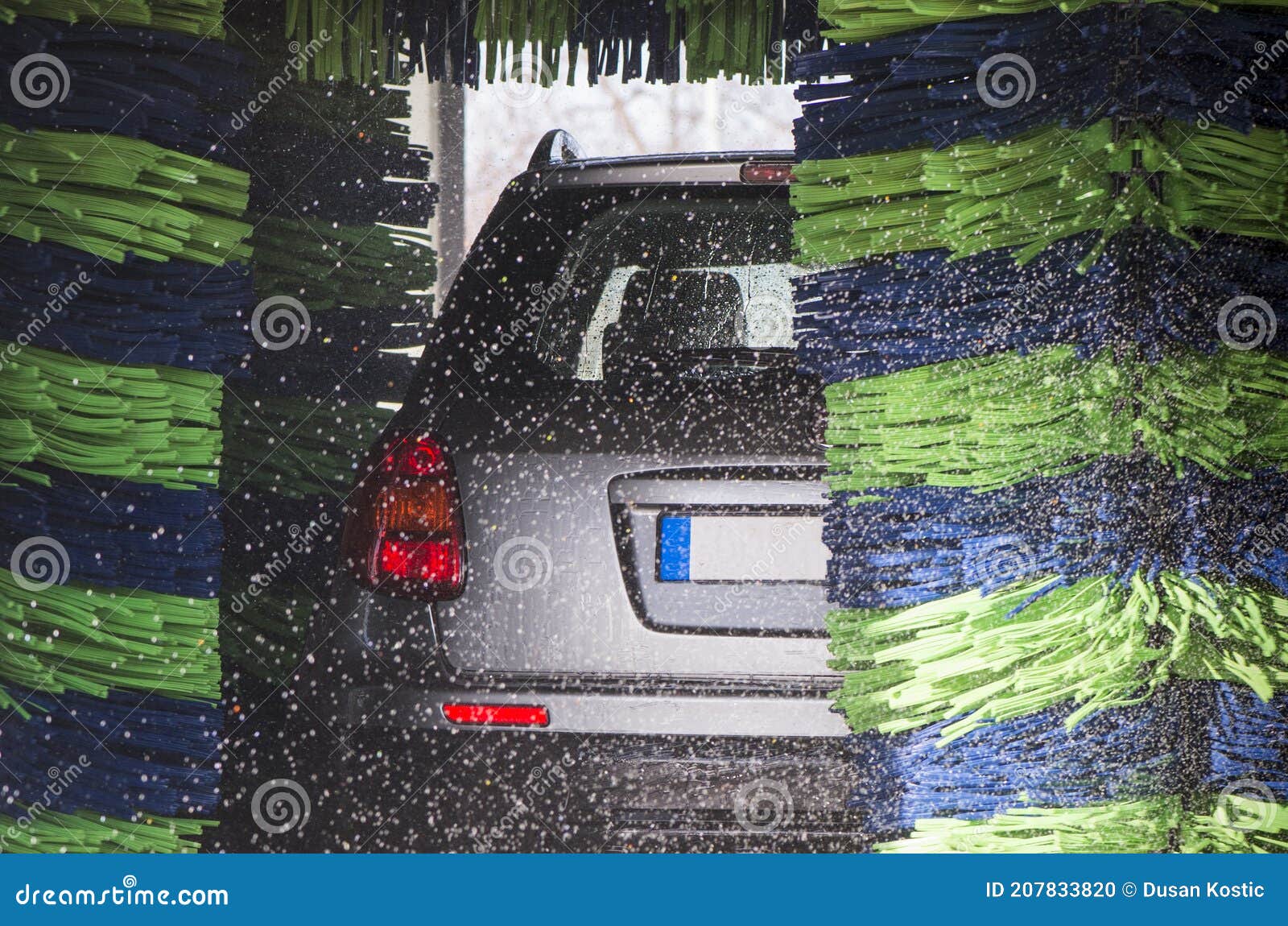 Back of Grey Car during Washing Process Stock Photo - Image of rouleau ...