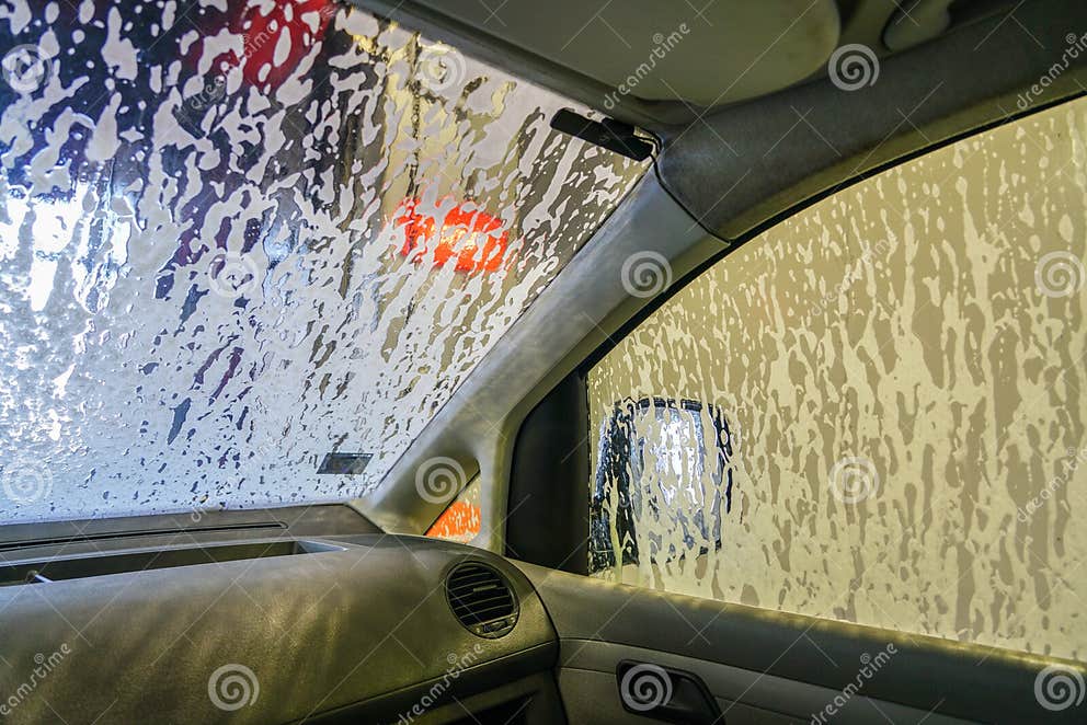 Car Wash, View from Inside the Car Stock Image - Image of bubble, gleam ...