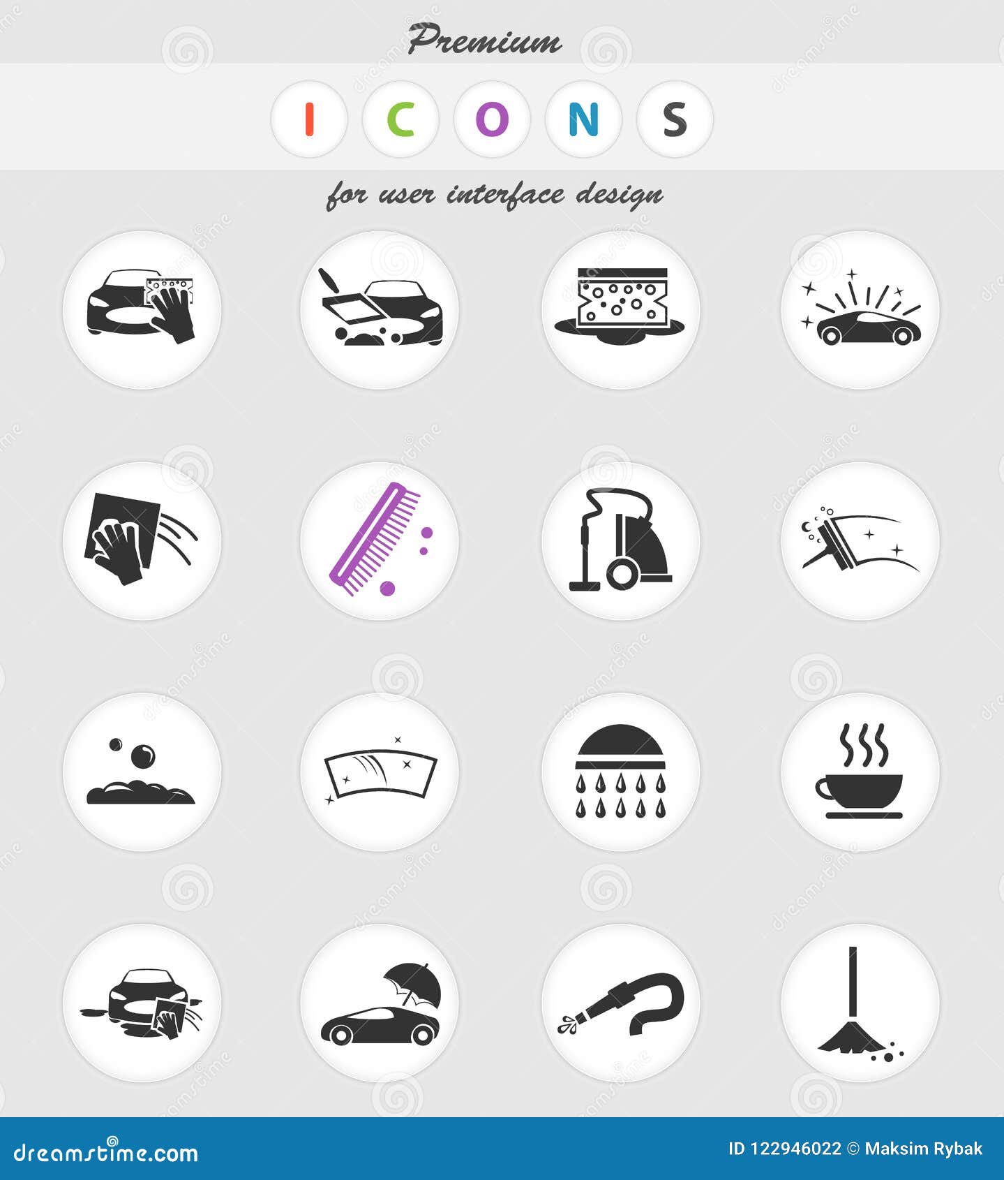 Car washer icon set stock vector. Illustration of hose - 122946022