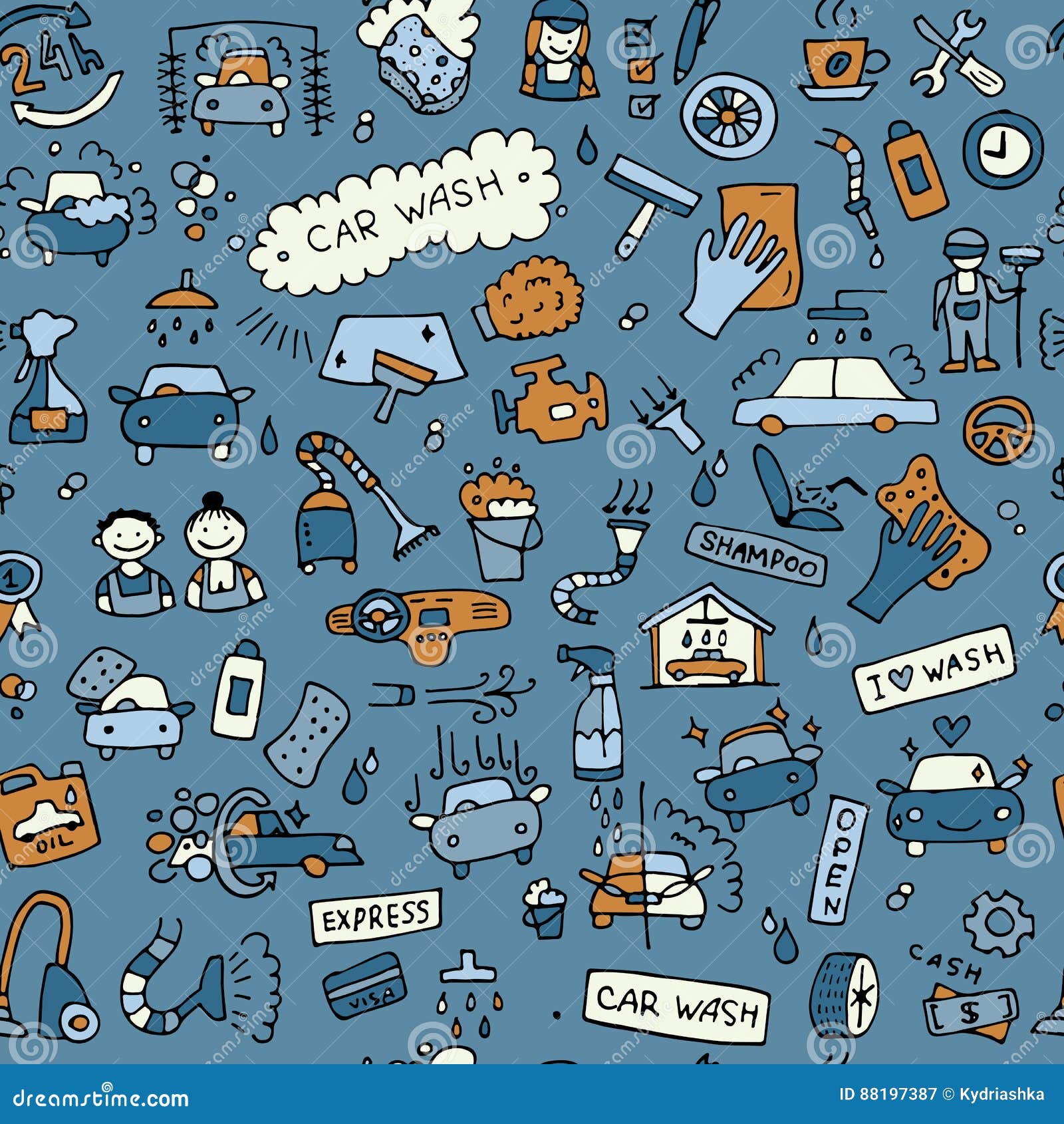 Car Washing, Seamless Pattern for Your Design Stock Vector ...